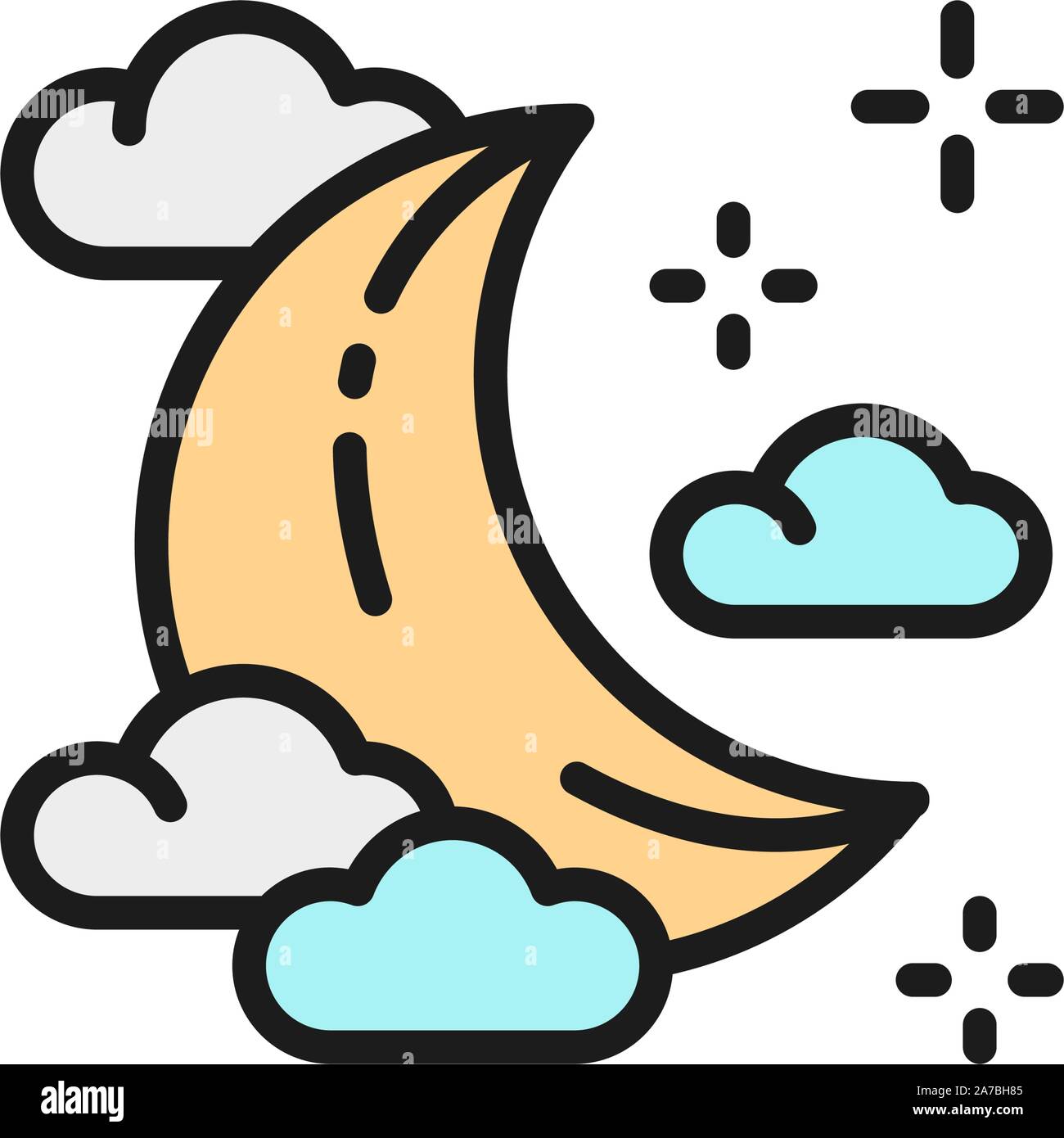 Young moon in clouds flat color icon Stock Vector Image & Art - Alamy