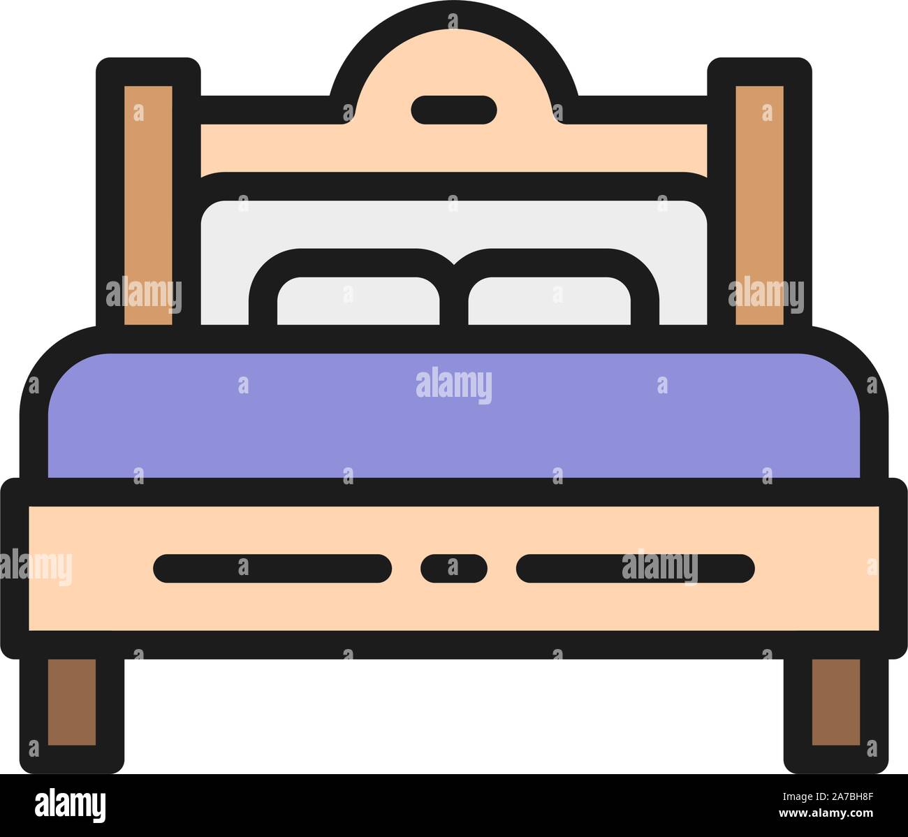 Double bed flat color icon. Isolated on white background Stock Vector ...