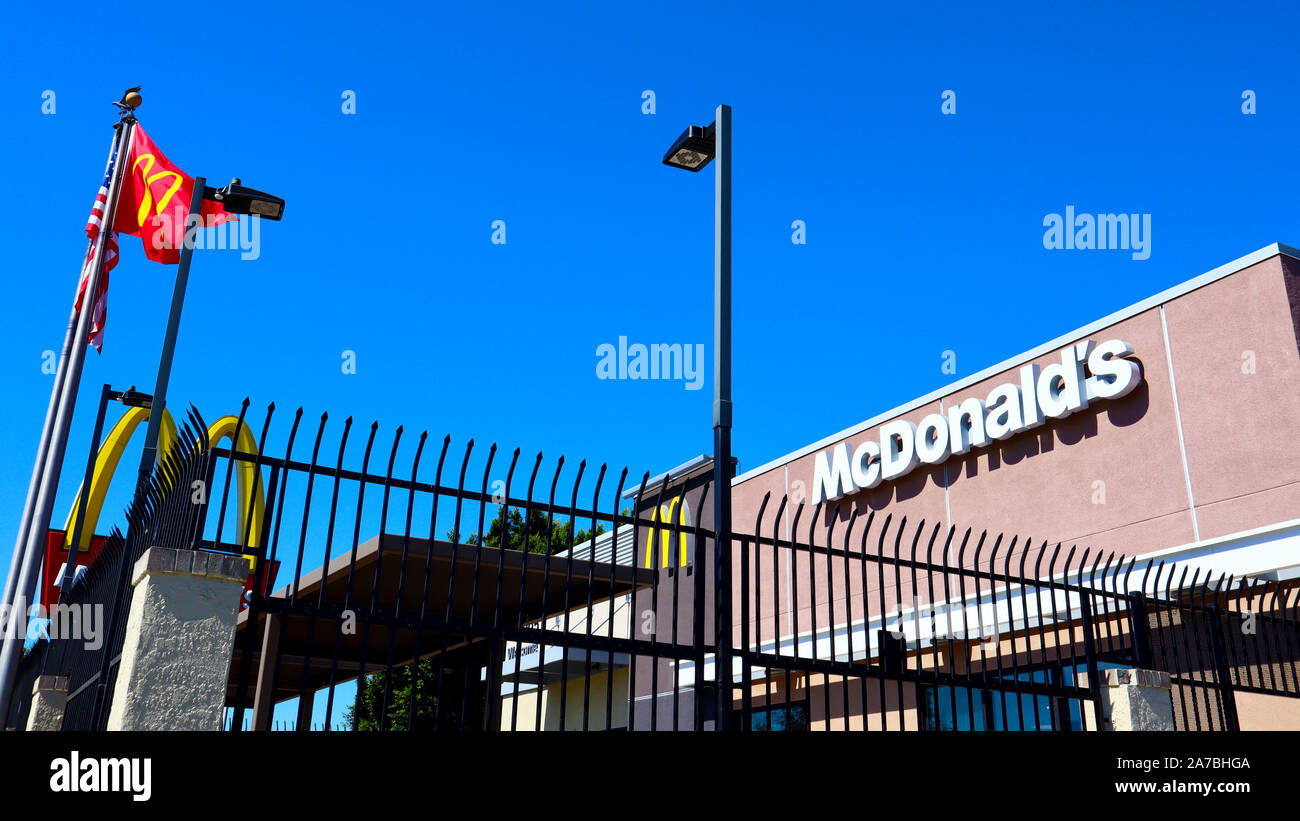 McDonald's fast food restaurant. McDonald's serve hamburgers ...