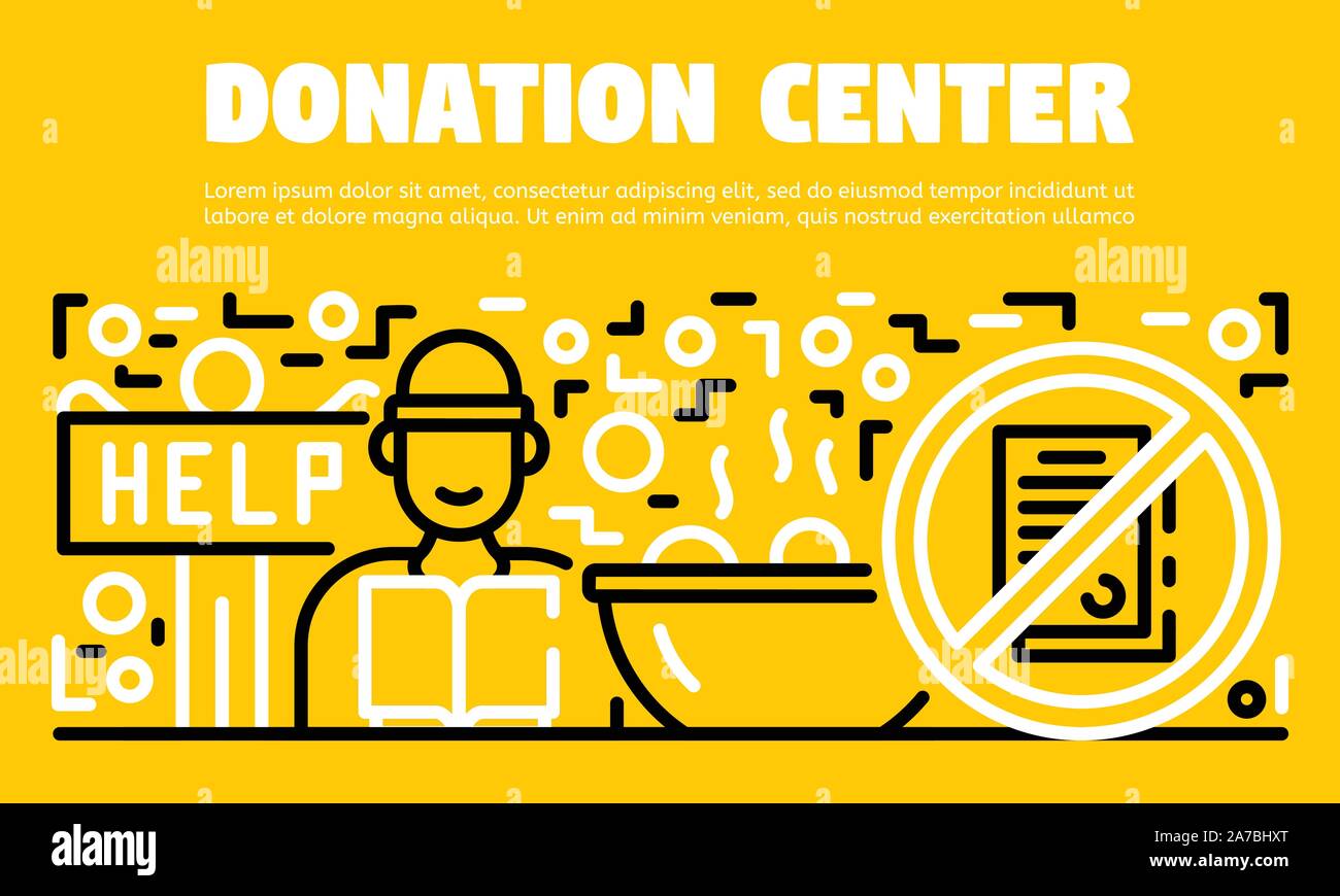 Donation center banner, outline style Stock Vector Image & Art - Alamy