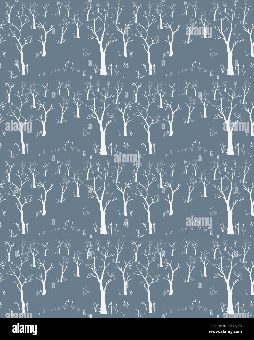 Hand Drawn Tree Seamless Pattern. Vector Illustration Stock Vector ...