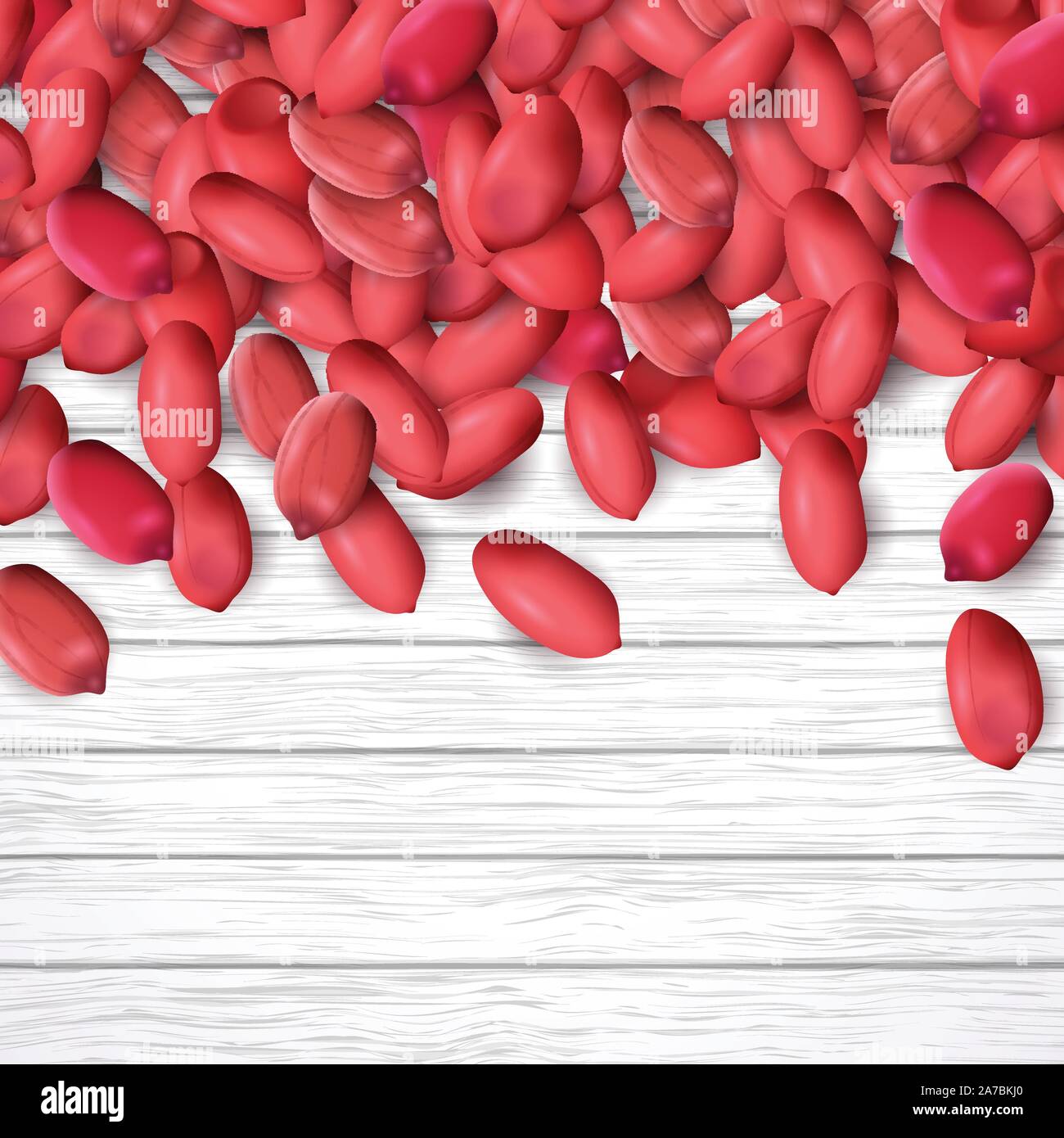 Arachis or peanuts background with red scattered nuts and beans Stock ...