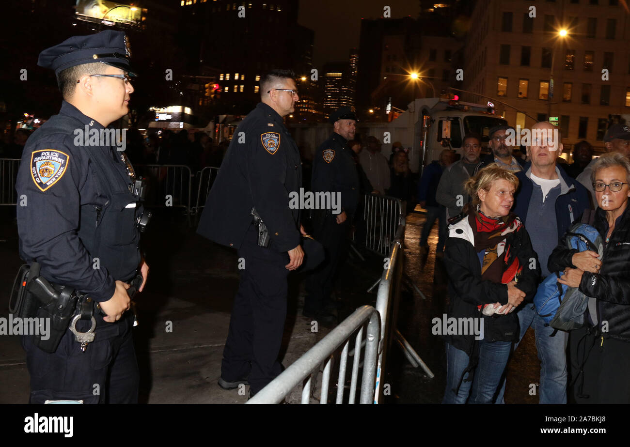 New York, New York, USA. 31st Oct, 2019. Increased police presence is ...