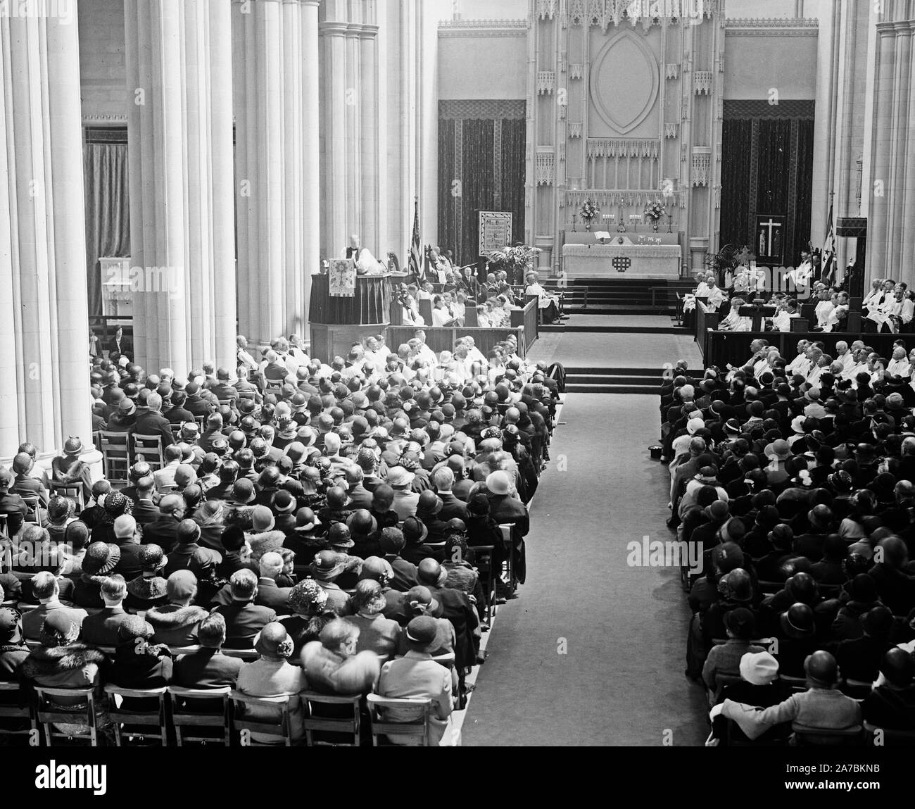 Interior of a church during a worship service ca. 1932 Stock Photo - Alamy