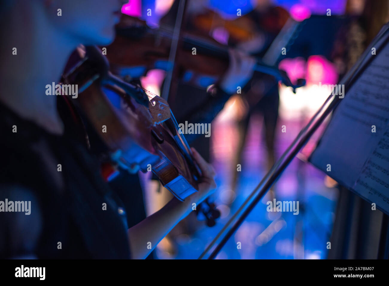 Violin at the concert. Close-up Stock Photo - Alamy