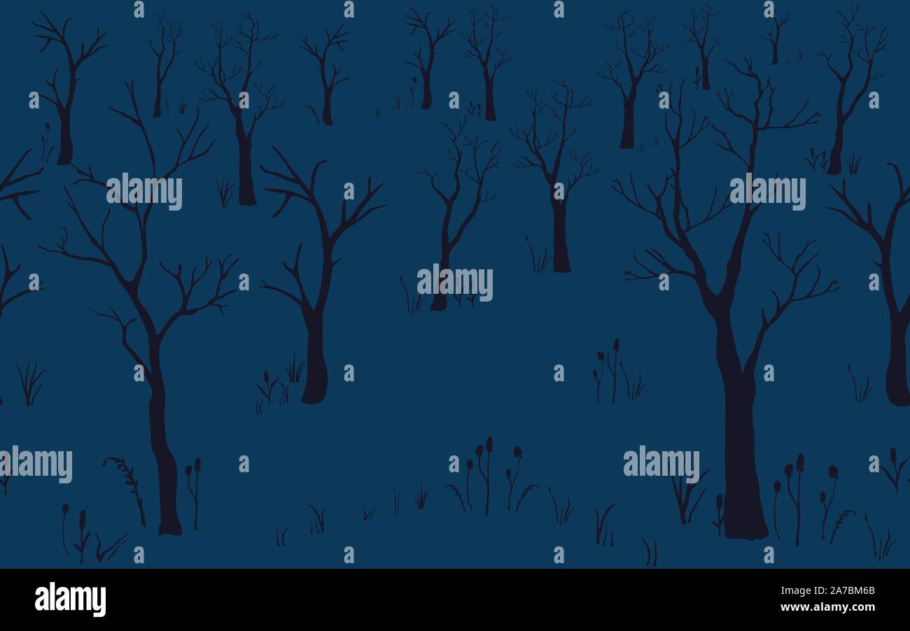 Silhouettes of Trees on subtle background. Tree Pattern. Vector ...