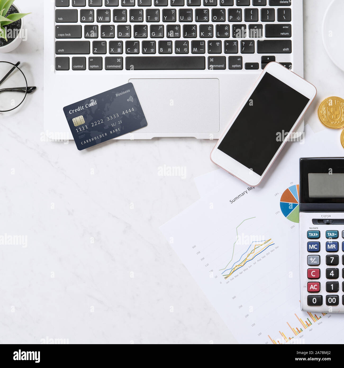 Concept of online payment with credit card with smart phone, laptop ...