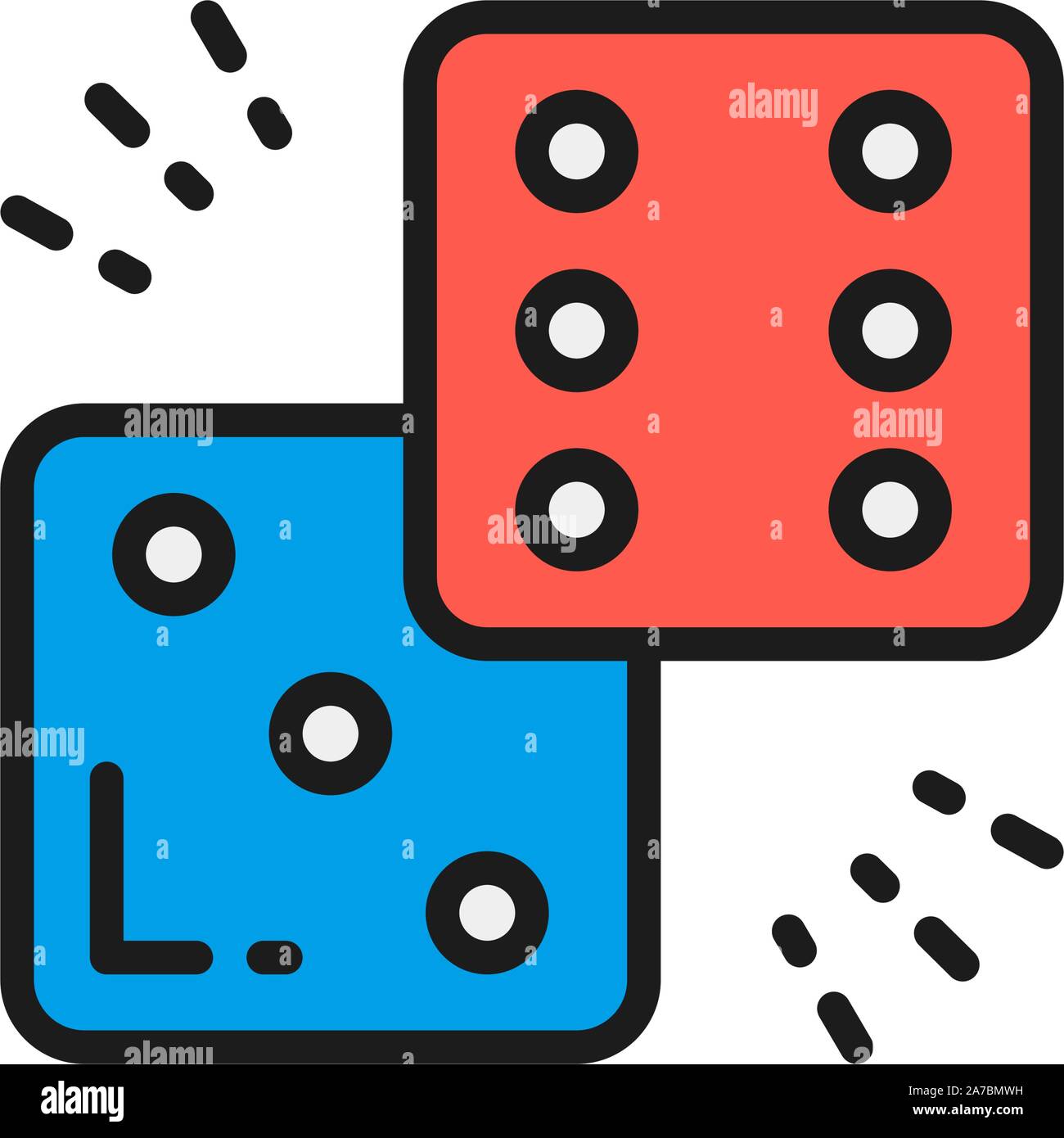 Dice flat color line icon. Isolated on white background Stock Vector ...