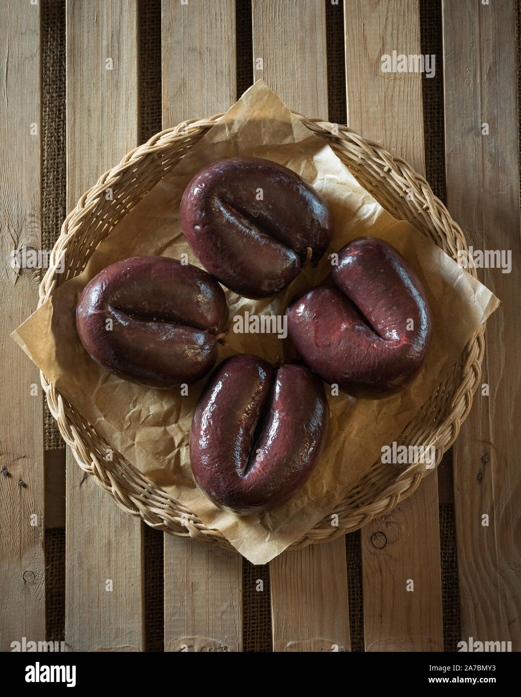 Bury black pudding. Regional food UK Stock Photo - Alamy