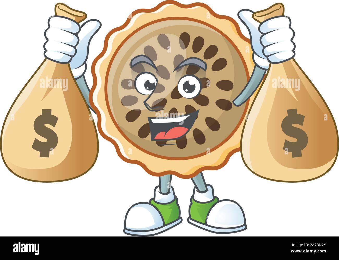 pecan pie with holding money bag mascot for icon character Stock Vector ...