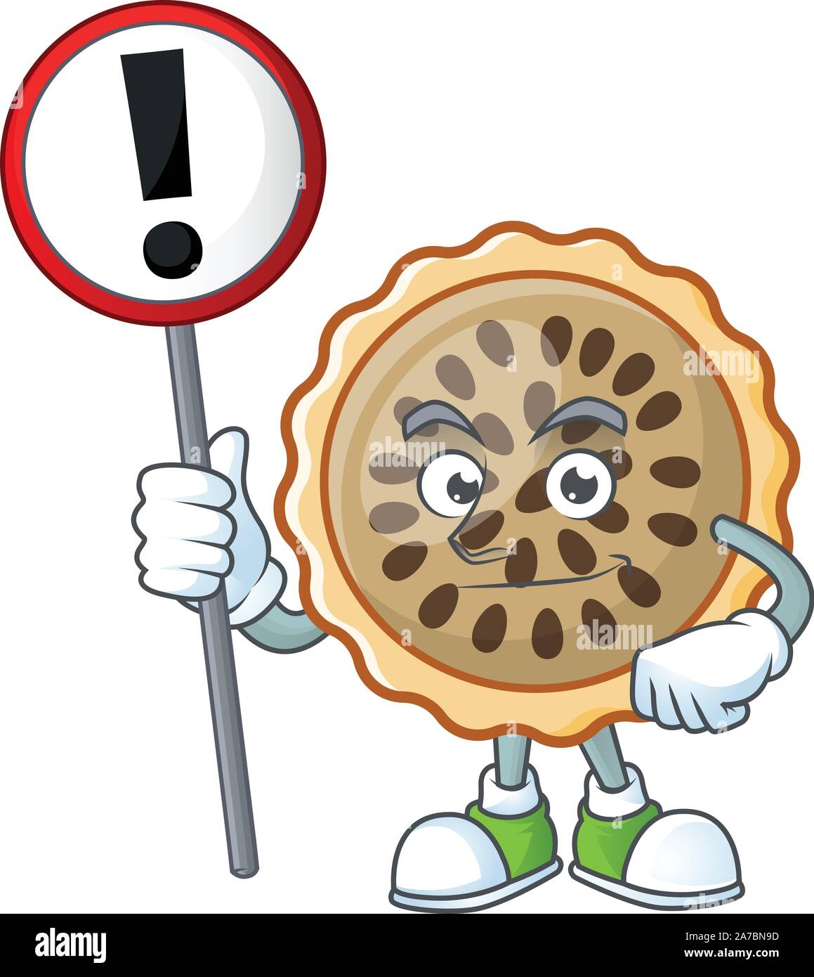 pecan pie with sign warning mascot for icon character Stock Vector ...