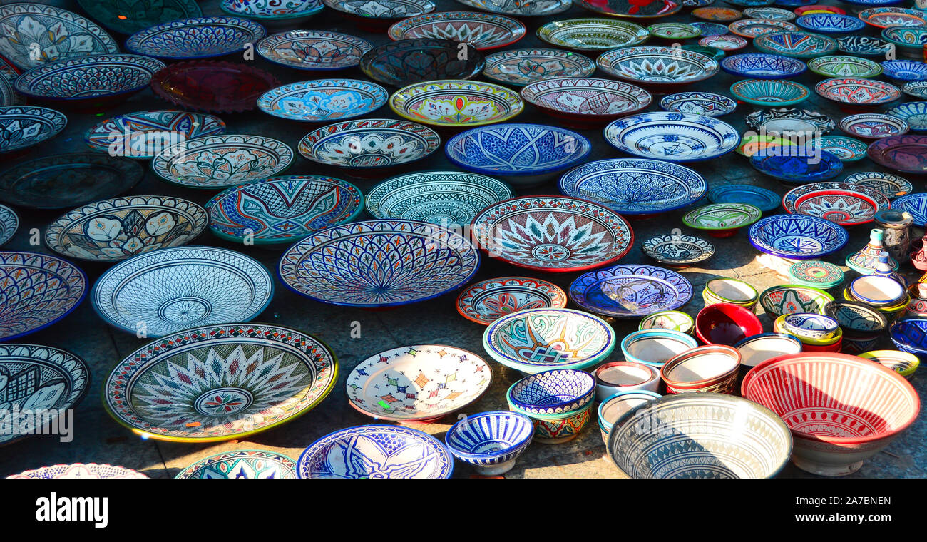 Colored clay plates Stock Photo - Alamy