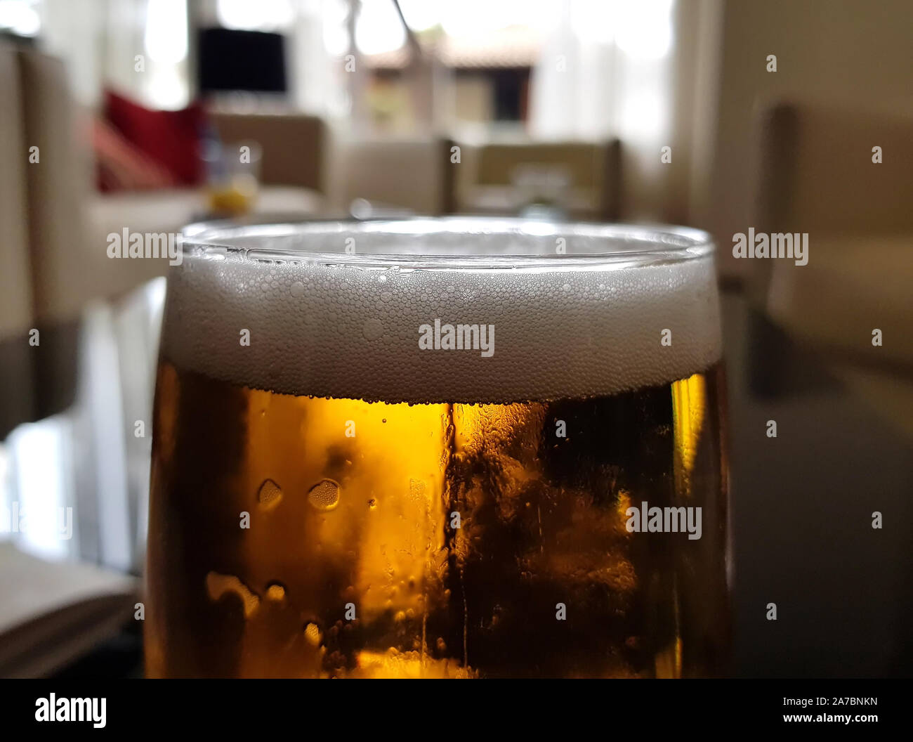 Sparkling beer in the glass Stock Photo - Alamy