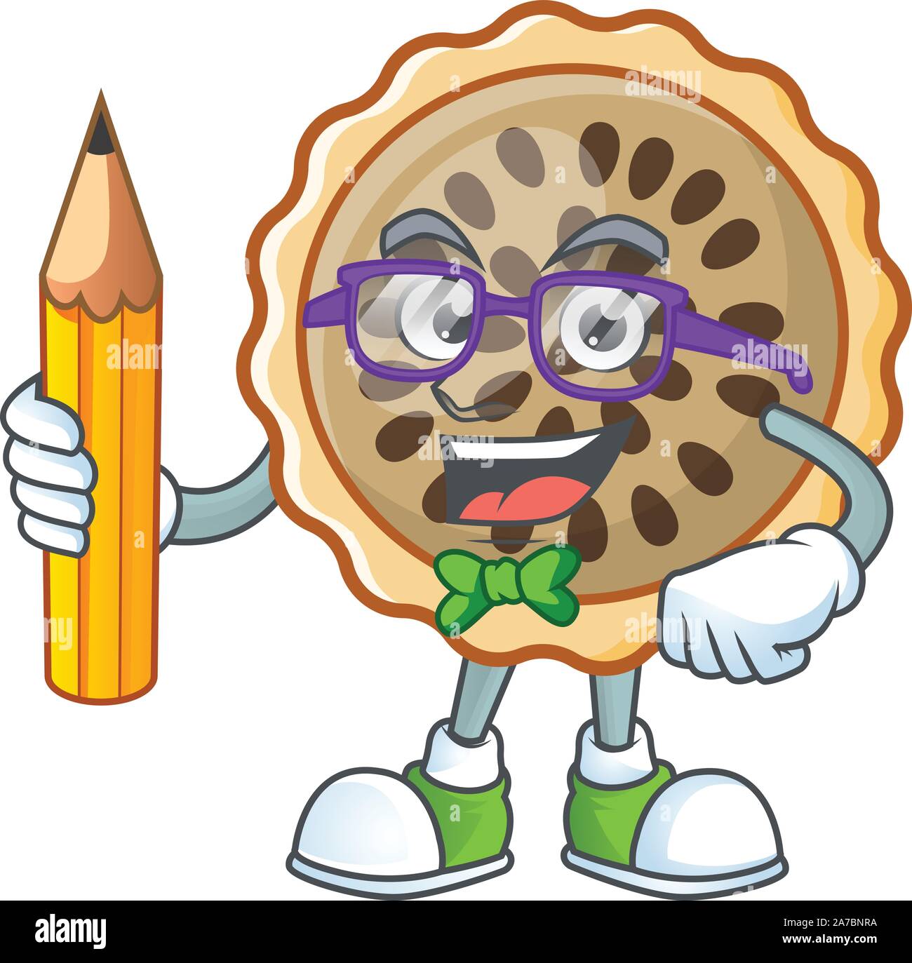 pecan pie holding pencil with cartoon character shape Stock Vector ...