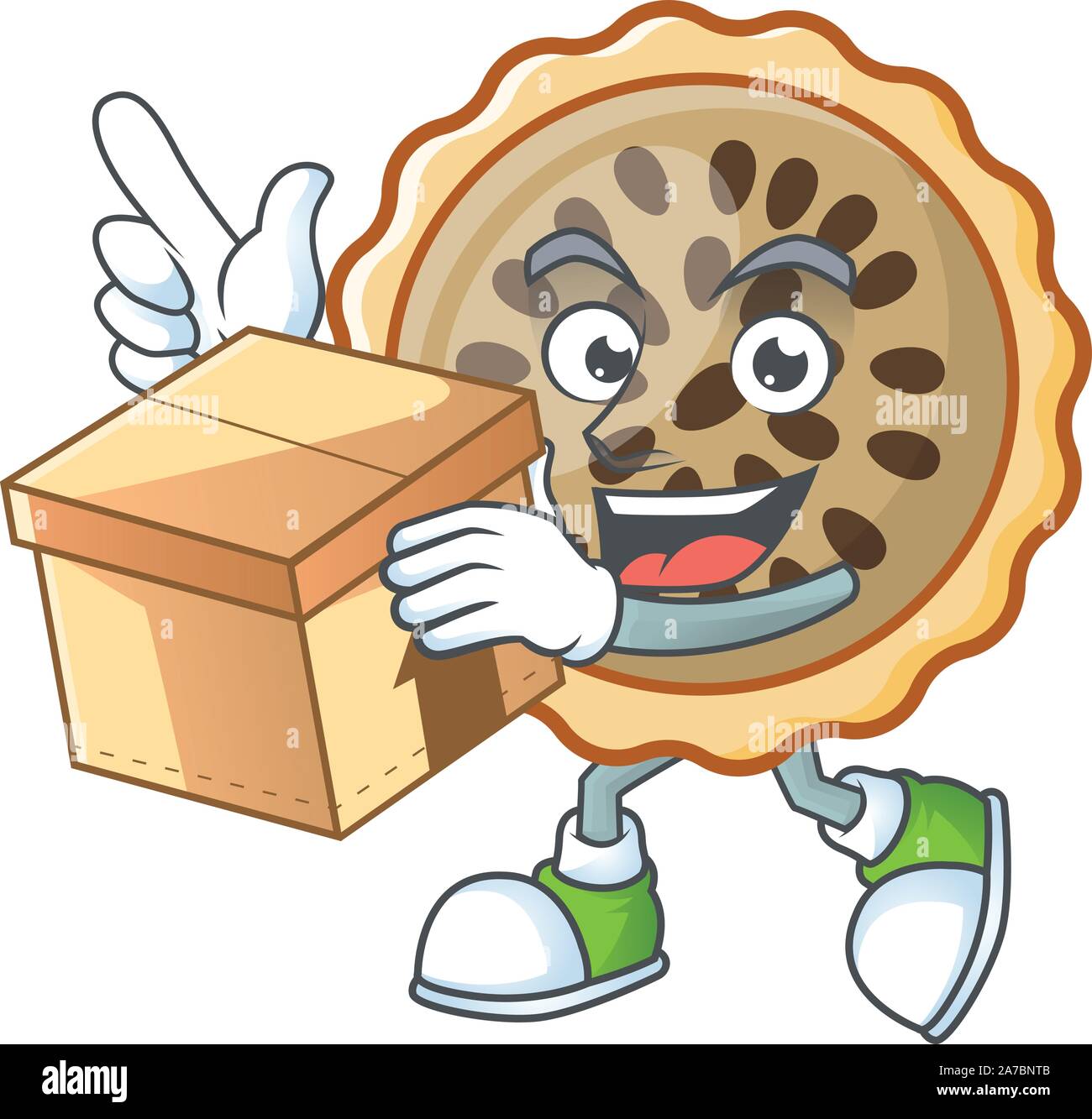 pecan pie with bring box with cartoon character shape Stock Vector ...