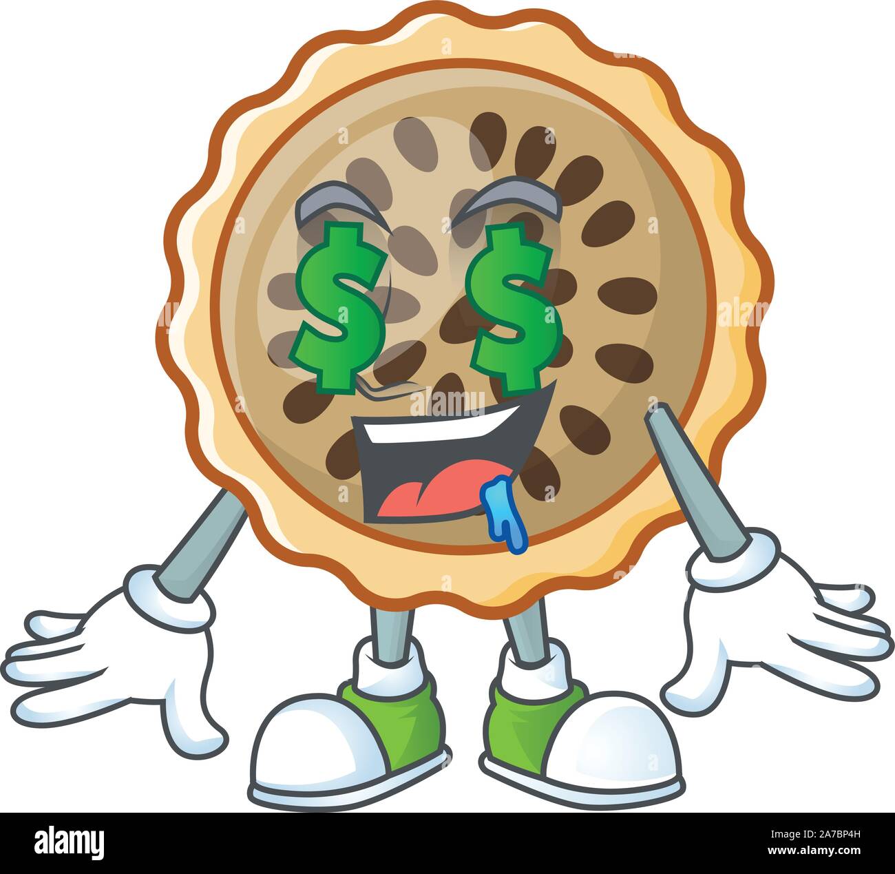 pecan pie mascot with money eye on white background Stock Vector Image ...
