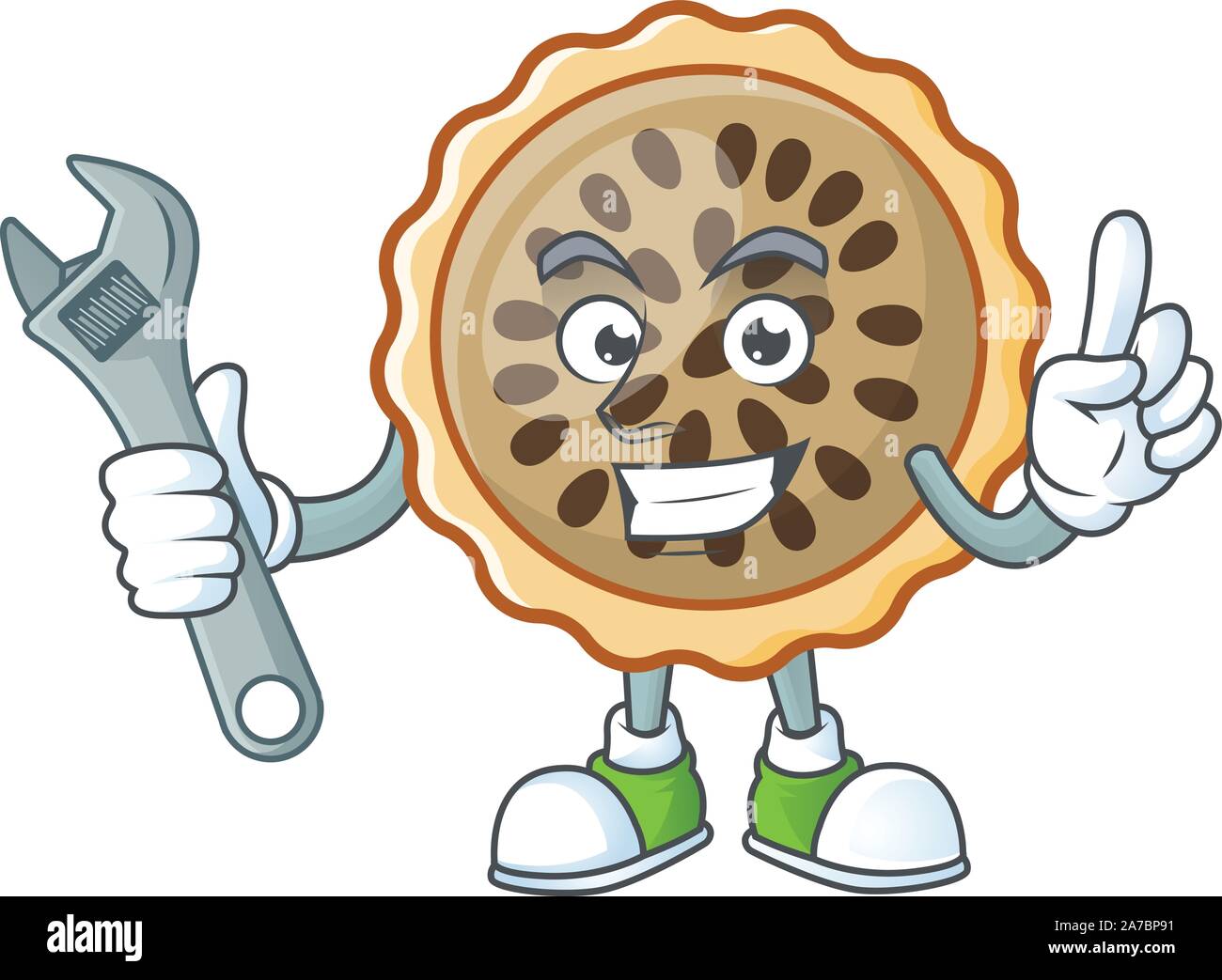 pecan pie mascot with mechanic on white background Stock Vector Image ...