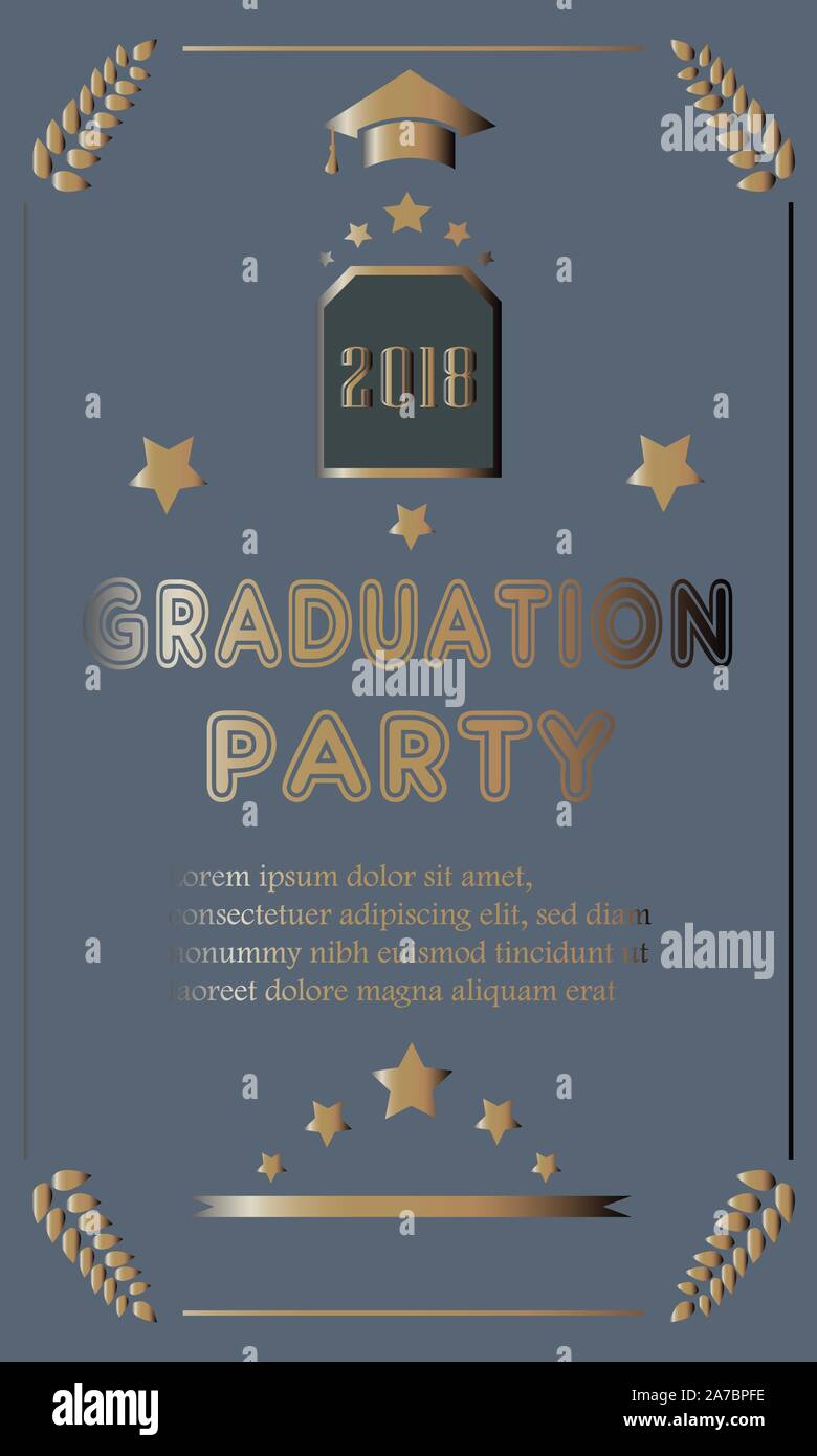 Graduation Party Announcement on modern background with golden text and ...