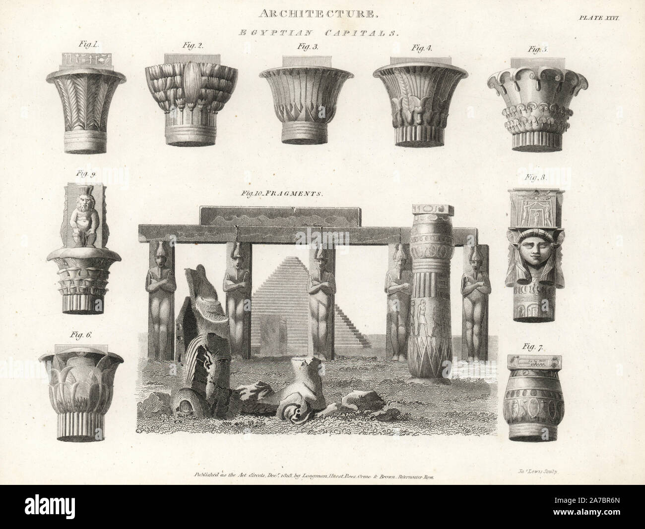 Example of Egyptian capitals and architectural fragments in front of a ...