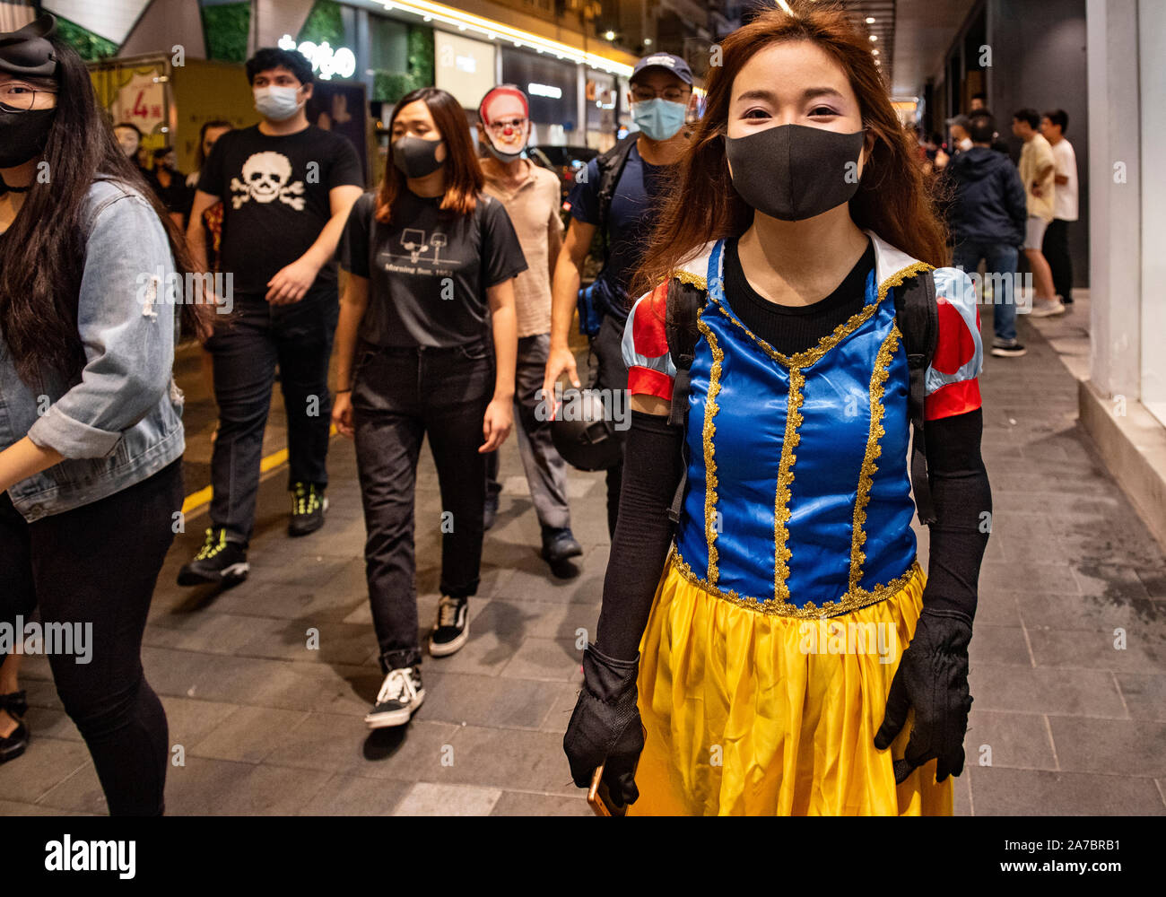 Hong Kong, China. 31st Oct, 2019. A protester dressed as Disney ...