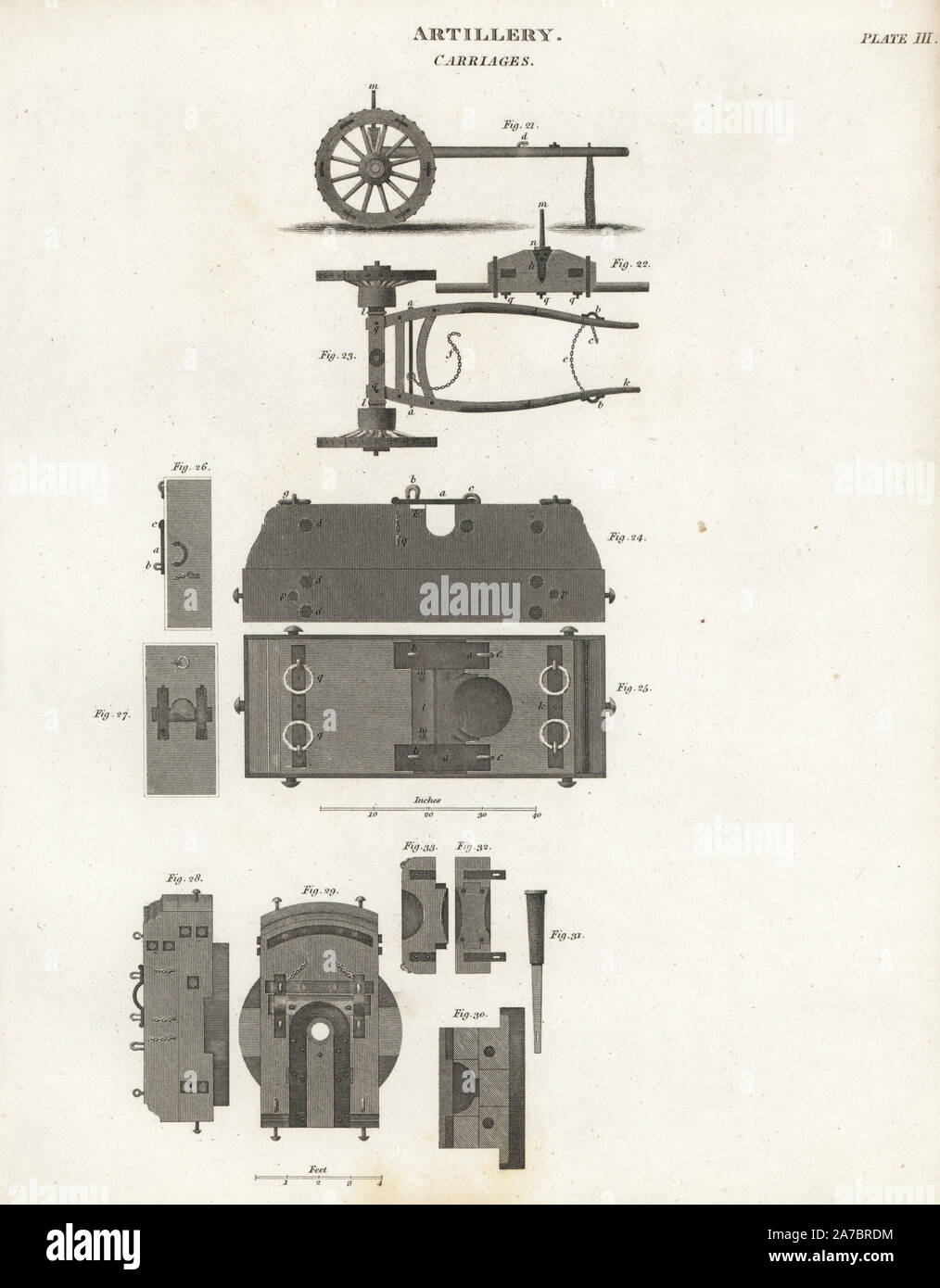 Artillery - gun carriages, armaments of the early 19th century ...