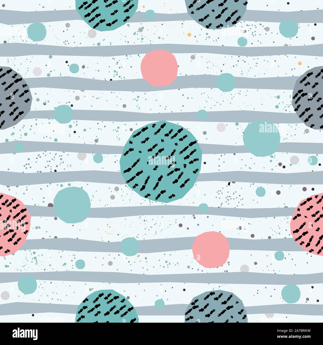 Cute Seamless Pattern. Hand Drawn Bal Design with pastel blue stripes ...
