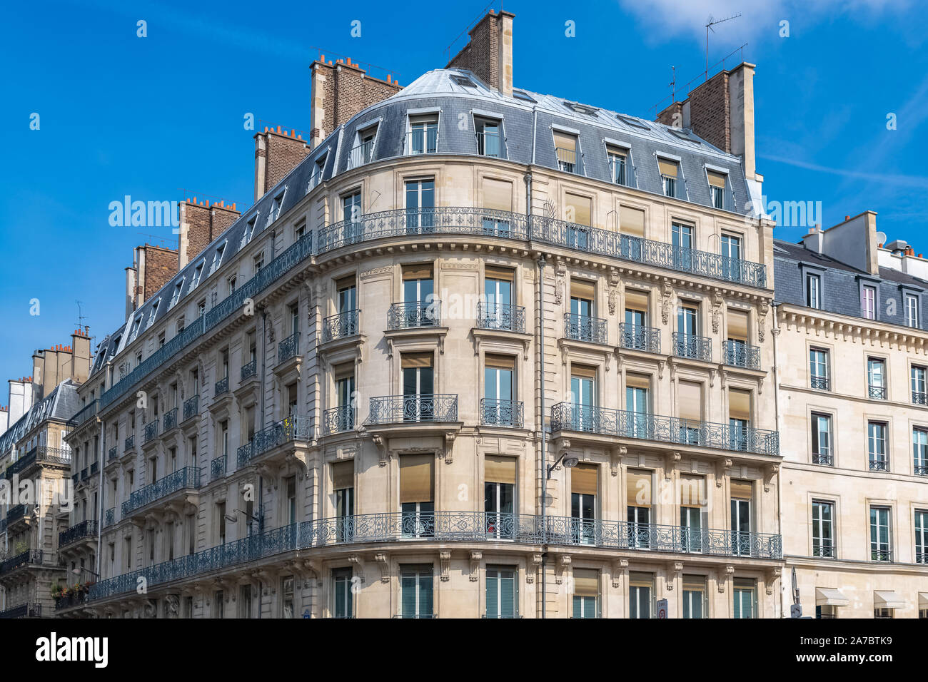 Paris, France, beautiful buildings, panorama of typical parisian ...