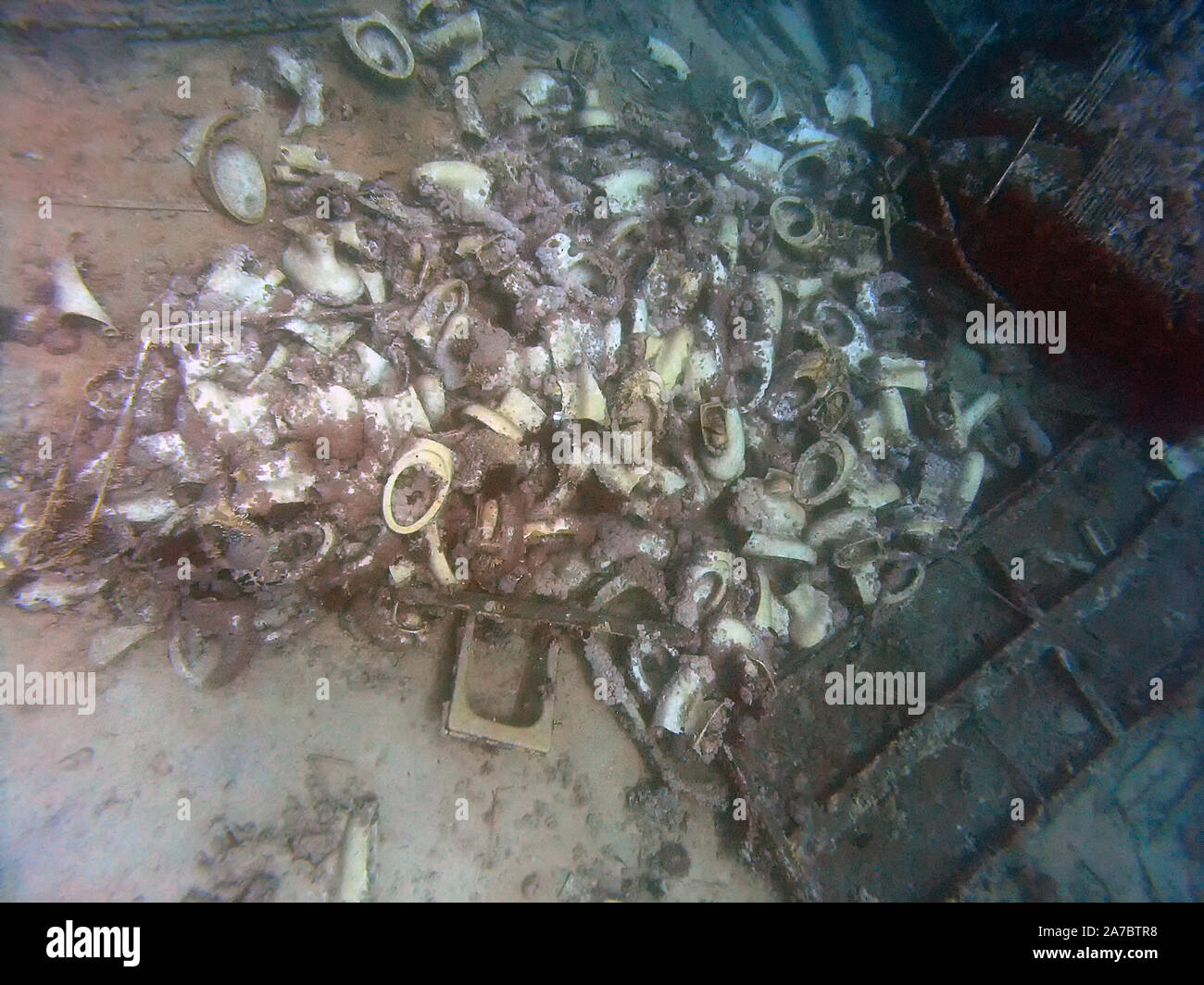 Cargo from the wreck of the Yolanda at the tip of the Sinai Peninsula ...