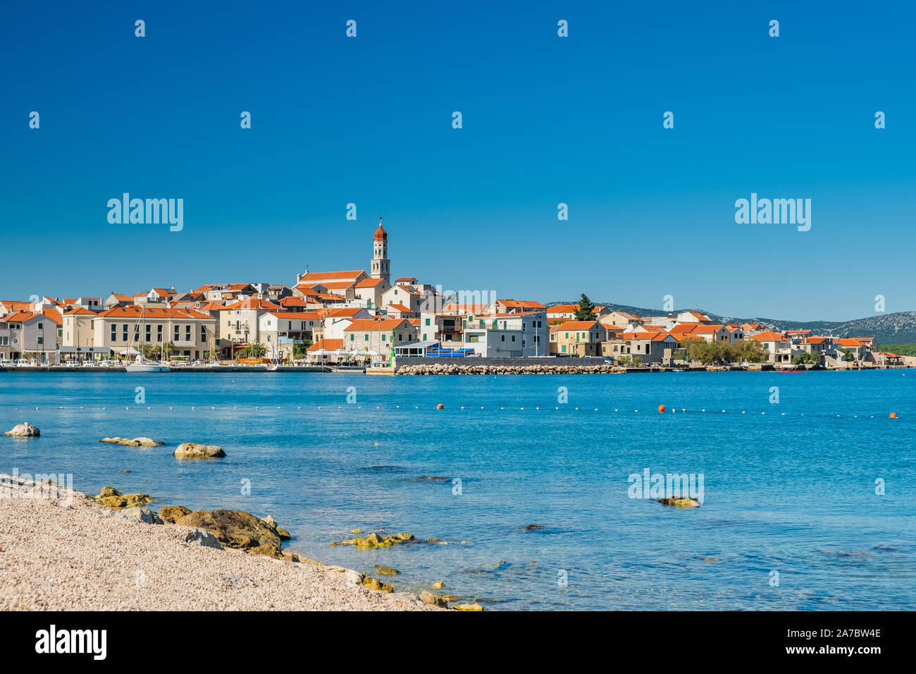 Beautiful old traditional coastal town of Betina on Murter island in ...