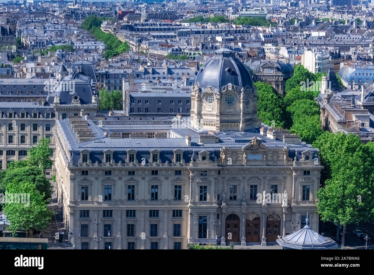 Paris, view of typical roofs of the French capital, with the Bourse du ...