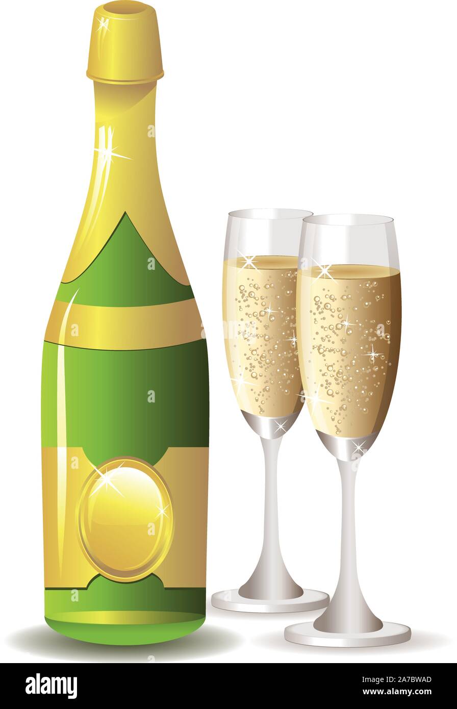 Bottle champagne on ice Stock Vector Images - Alamy