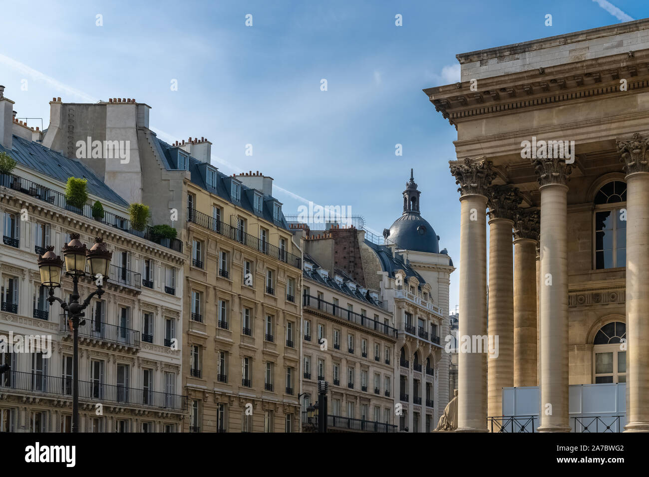 Paris, view of typical roofs of the French capital, with the Bourse du ...