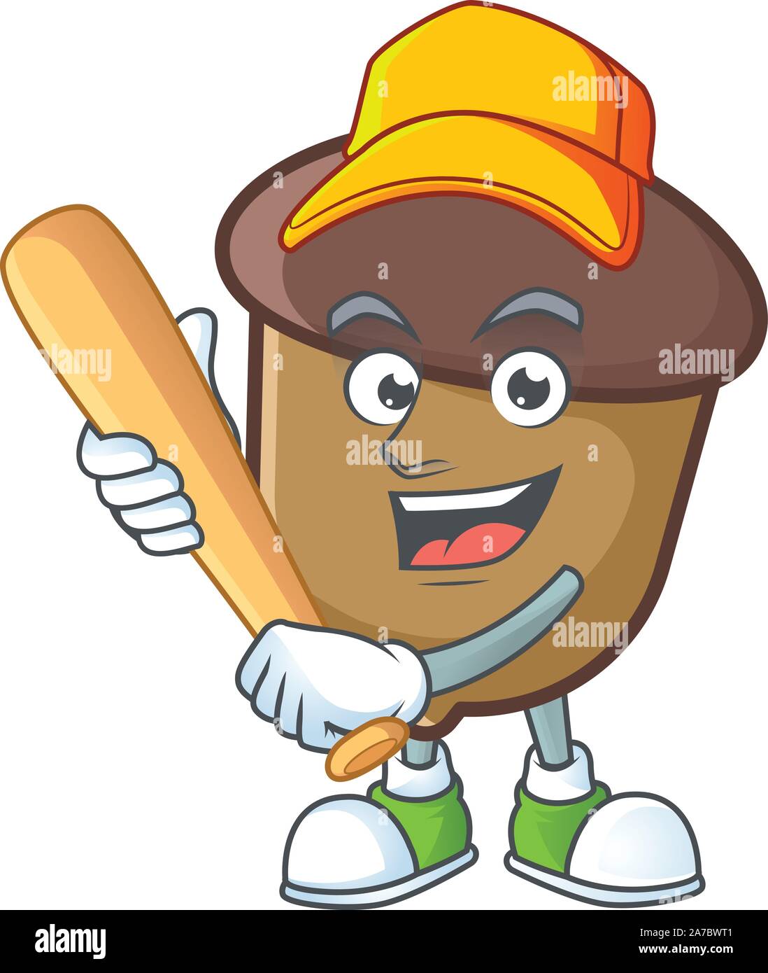 cartoon acorn seed with playing baseball character shape Stock Vector ...