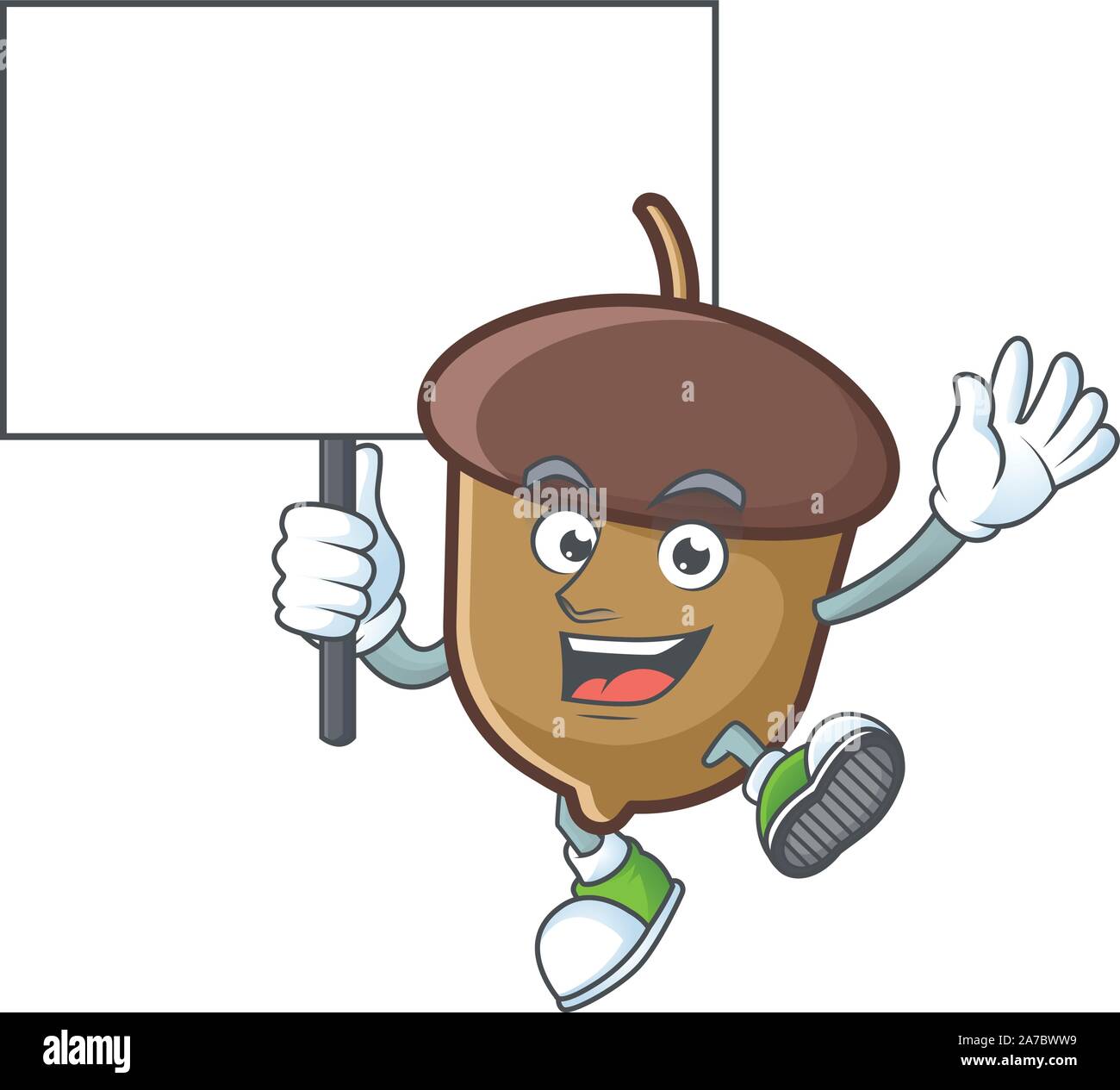 cartoon acorn seed with bring board character shape Stock Vector Image ...
