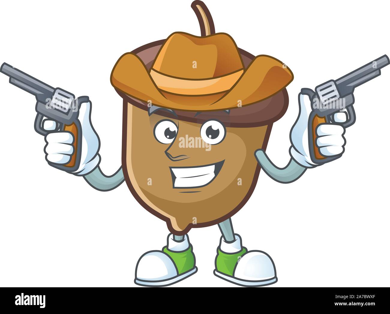 cartoon acorn seed with cowboy character shape Stock Vector Image & Art ...