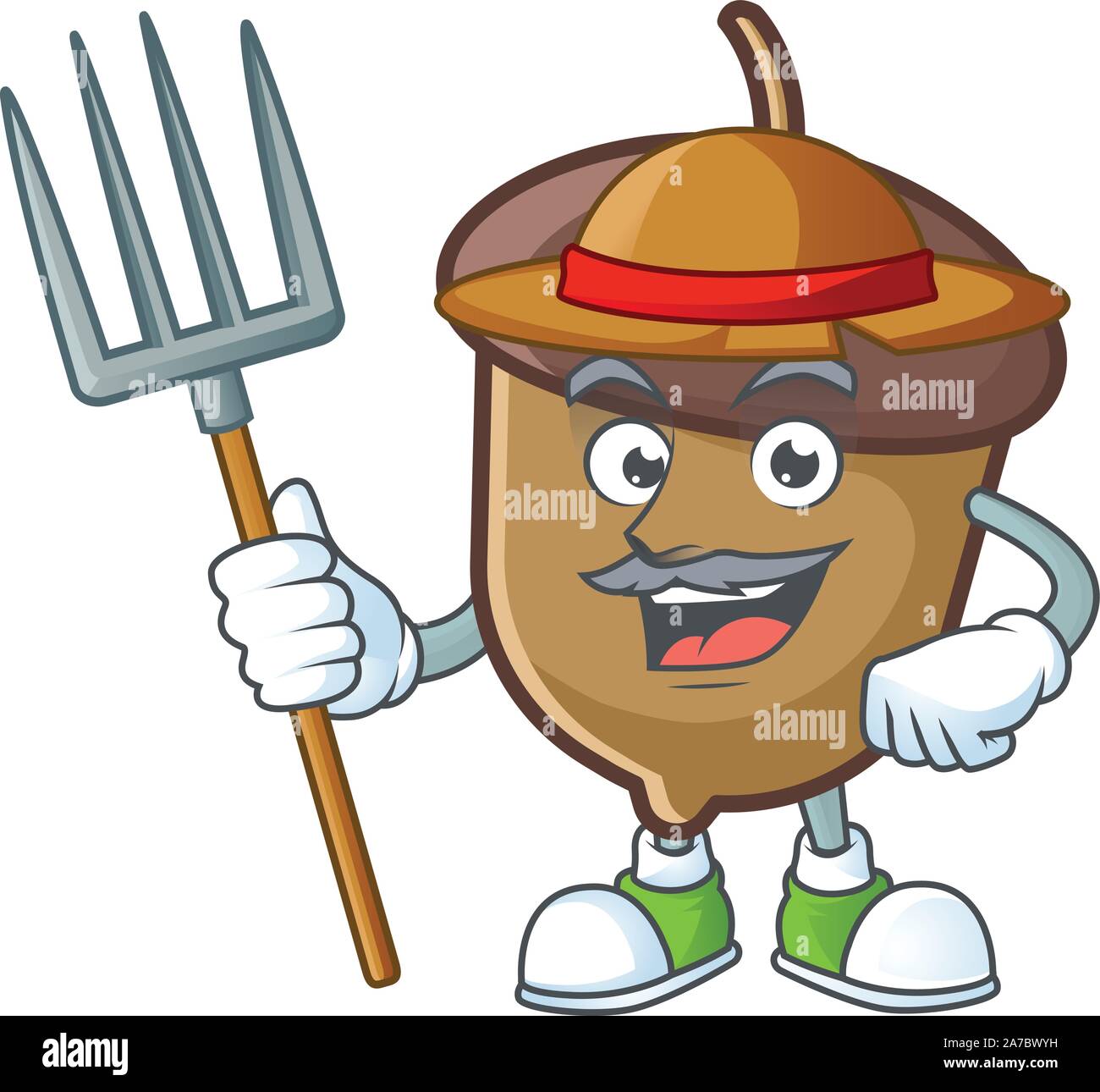 cartoon acorn seed with farmer character shape Stock Vector Image & Art ...