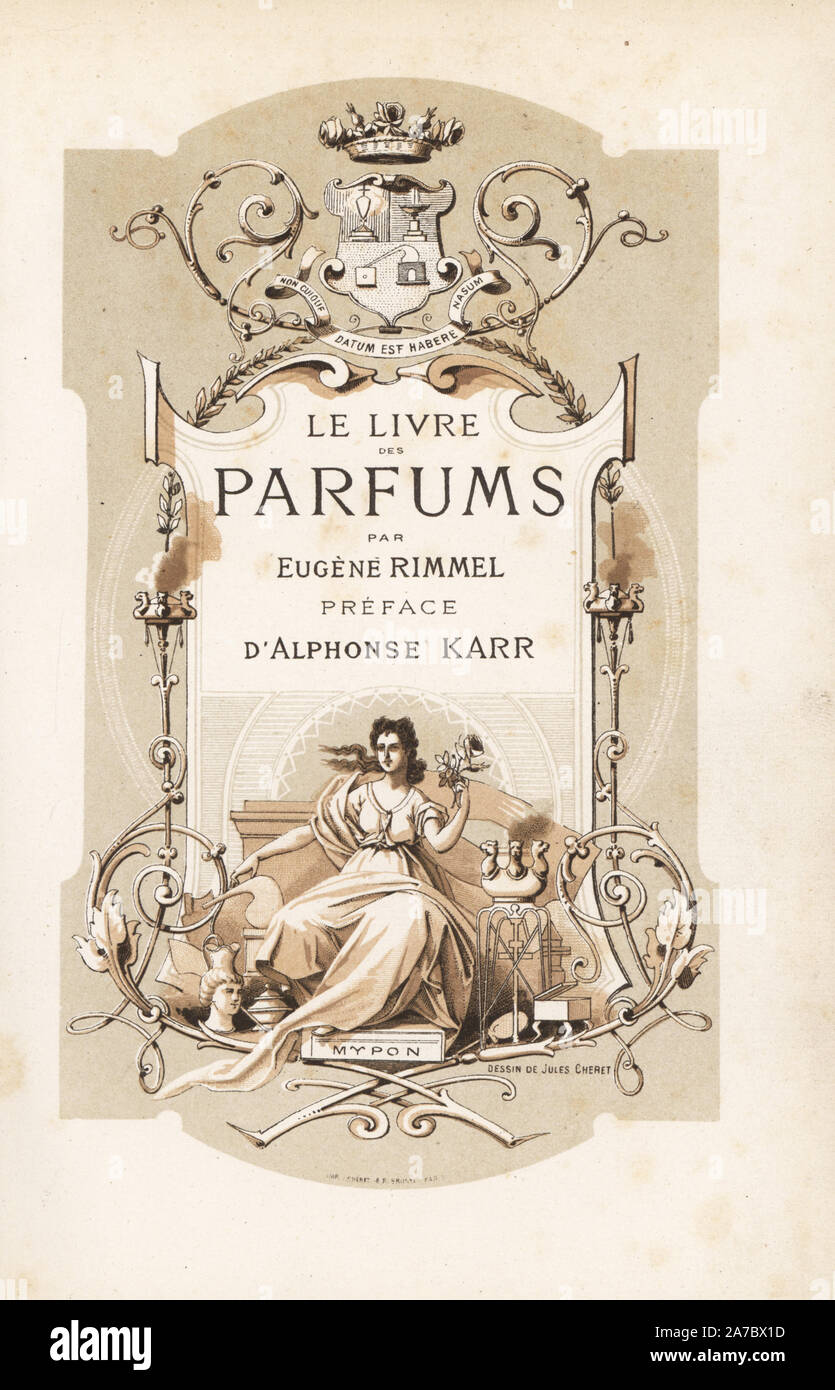 Title page showing a coat of arms and a woman holding a rose seated on ...