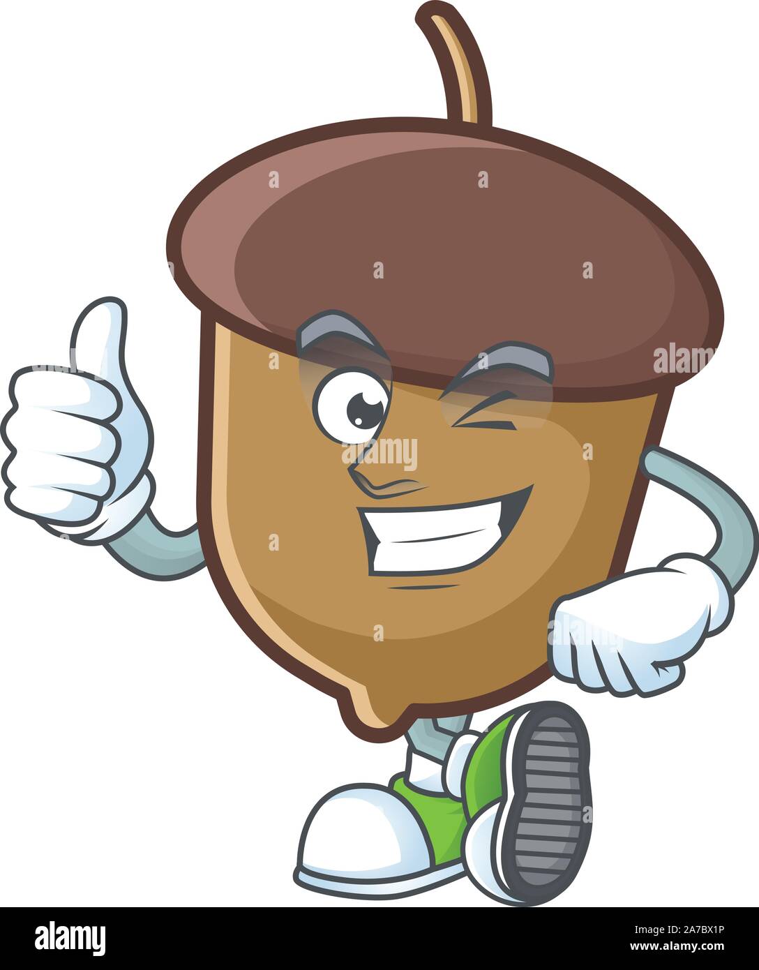 acorn mascot with thumbs up on white background Stock Vector Image ...