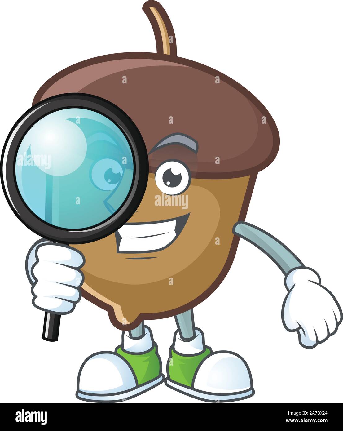 acorn mascot with detective on white background Stock Vector Image ...