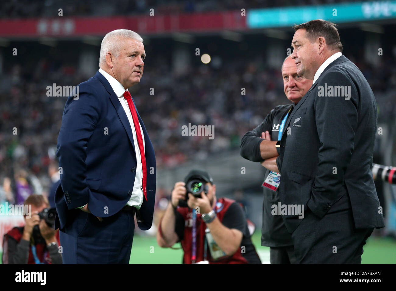 Wales Head Coach Warren Gatland (left) and New Zealand Head Coach Steve ...