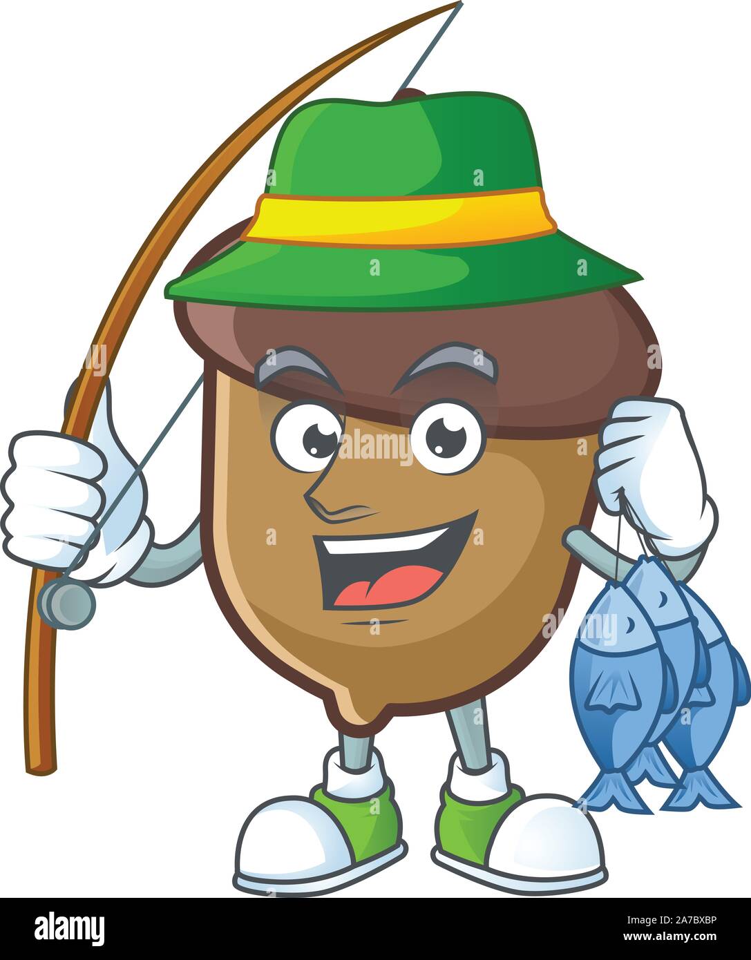 cute acorn with character mascot design fishing Stock Vector Image ...