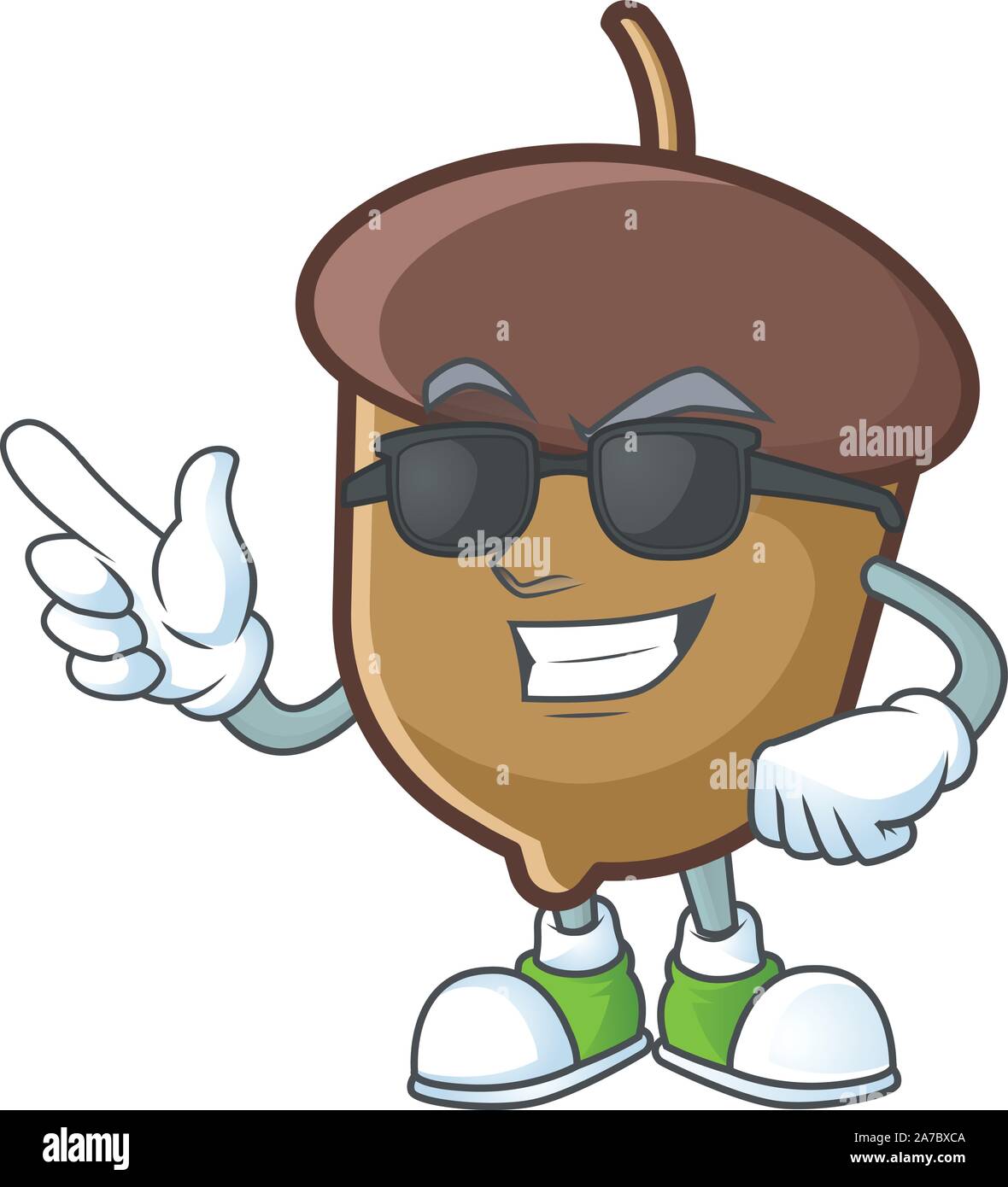 acorn mascot with super cool on white background Stock Vector Image ...