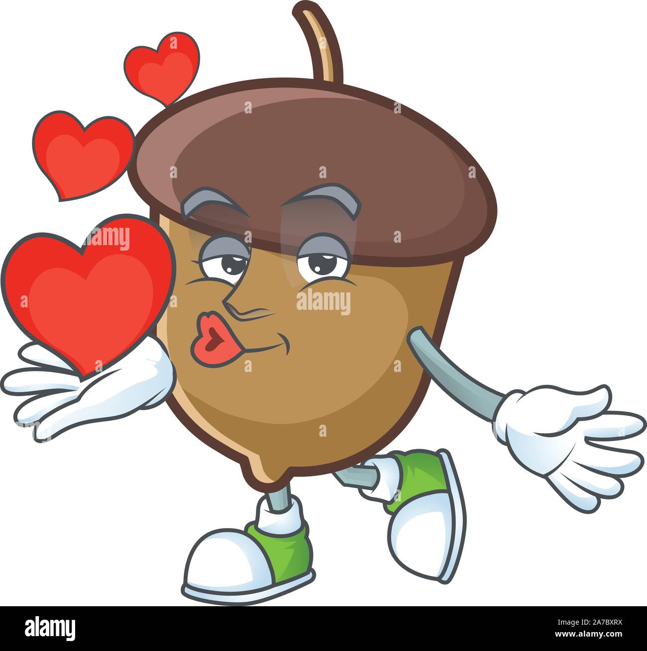 cute acorn with character mascot design holding heart Stock Vector ...