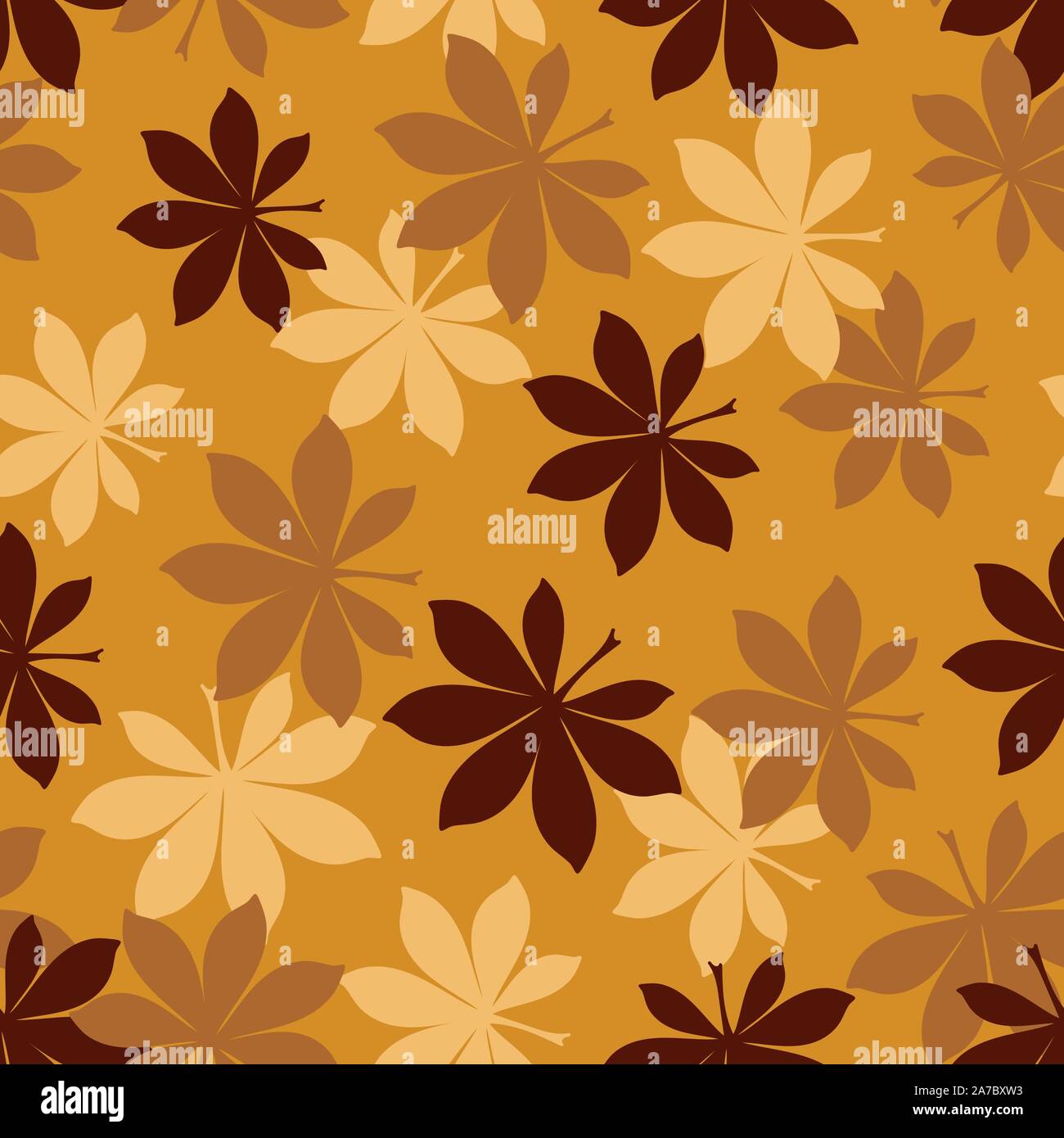 seamless vector autumn pattern with bukeye leaves in mustard colors ...