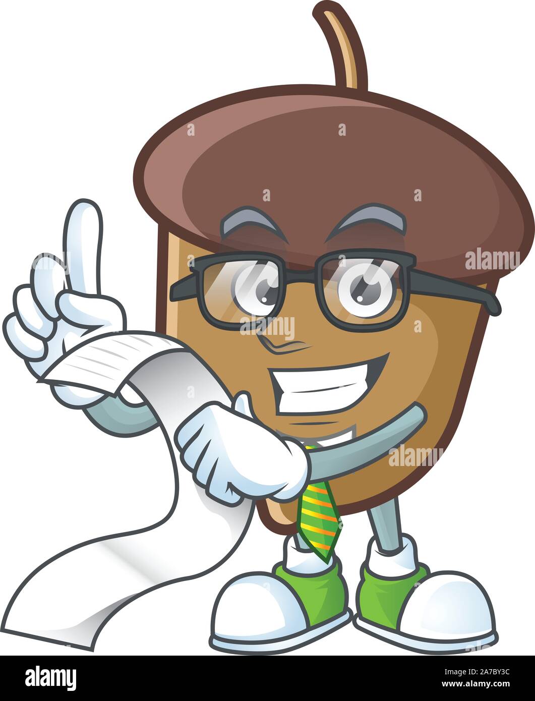 cute acorn with character mascot design holding bill Stock Vector Image ...