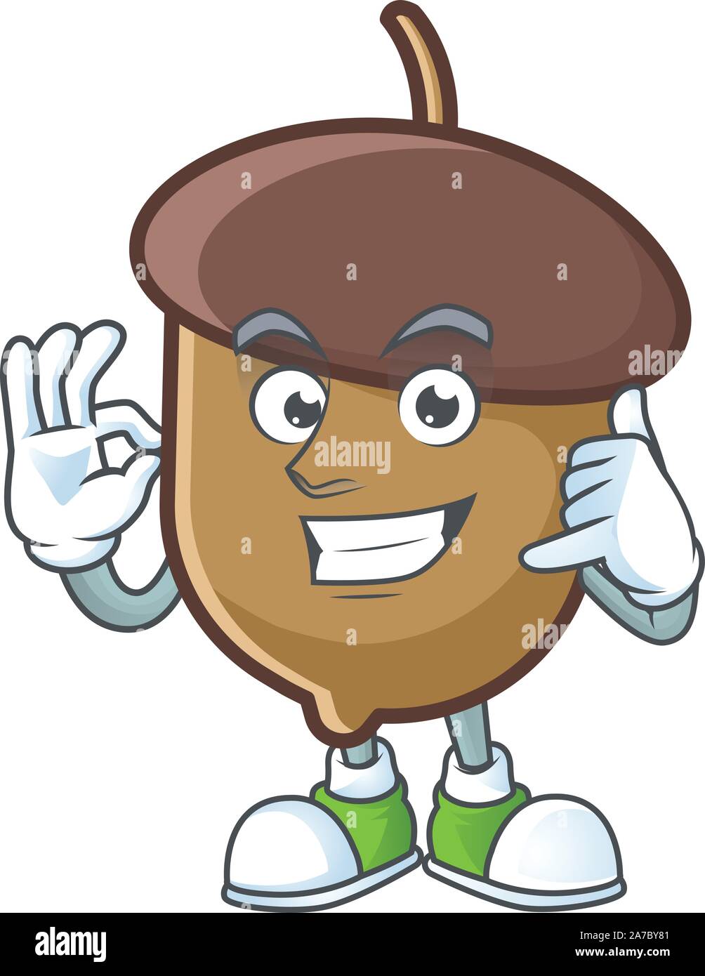 acorn with character call me for cartoon design Stock Vector Image ...