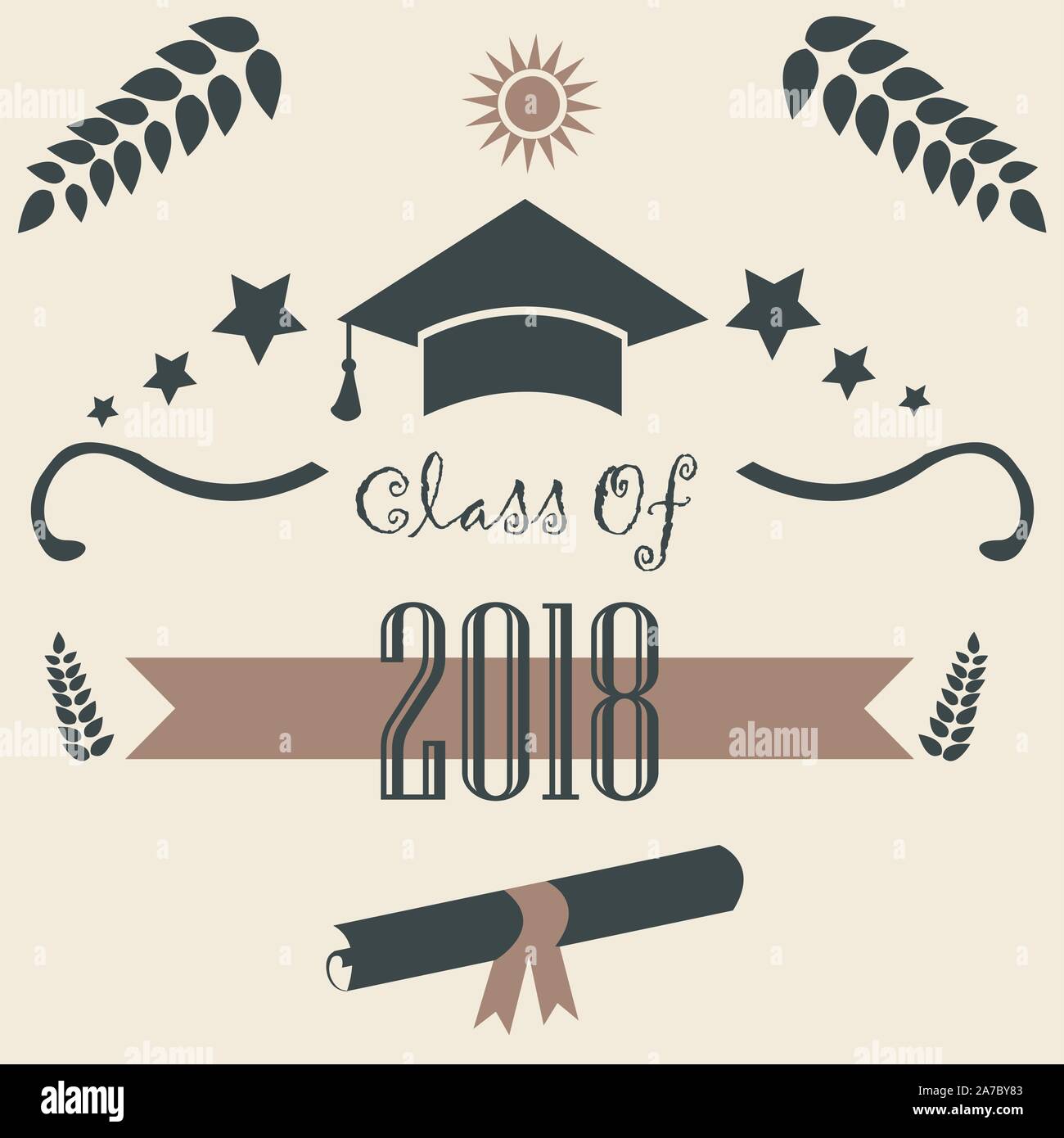 Class of 2018. Graduation Theme. Vector Illustration Stock Vector Image ...