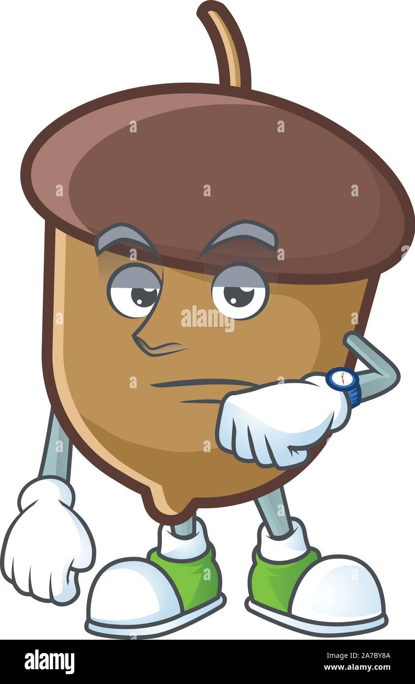 acorn with character waiting for cartoon design Stock Vector Image ...