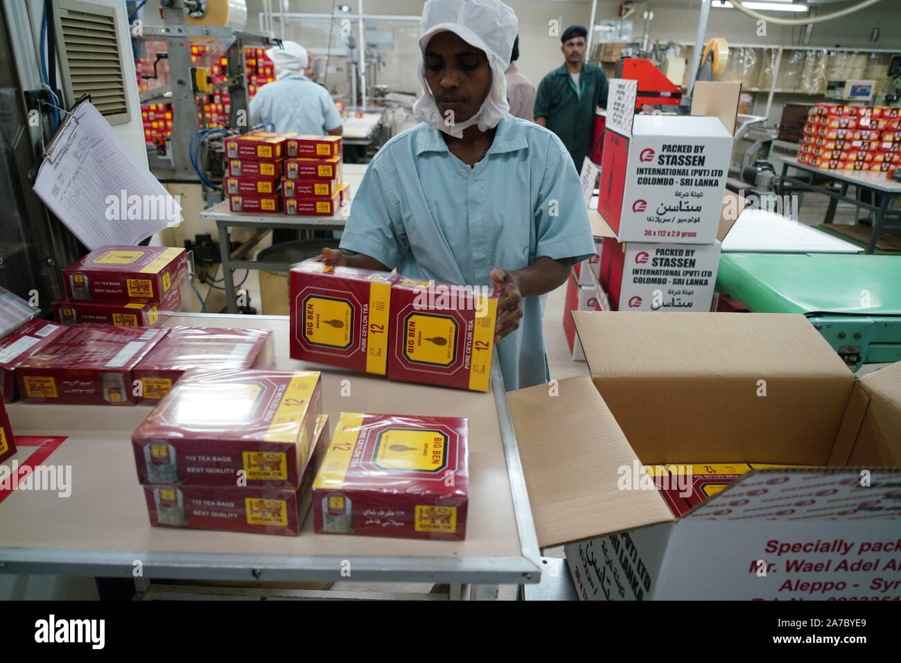 Colombo, Sri Lanka. 28th Oct, 2019. Staff members work on the ...
