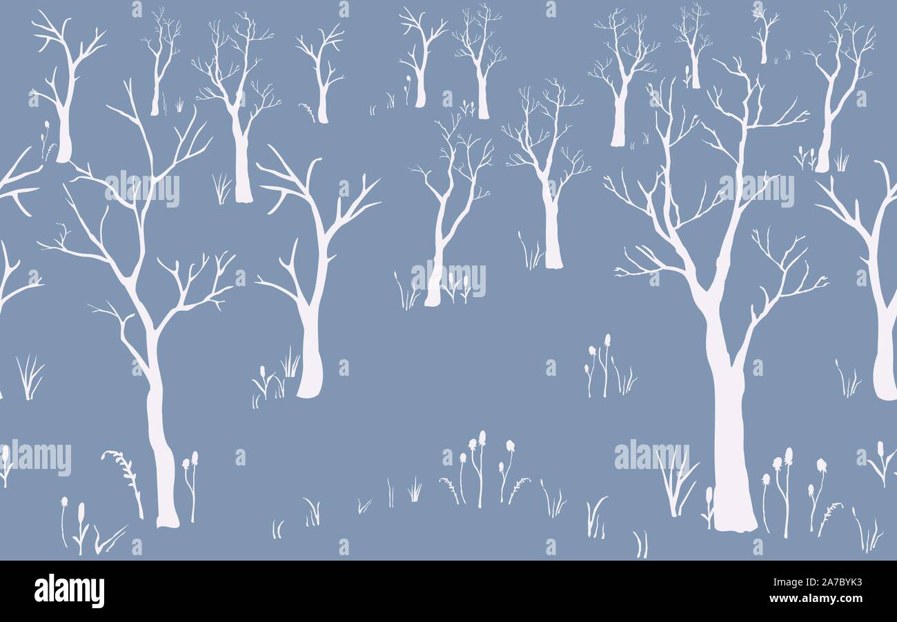 Silhouettes of Trees on subtle background. Tree Pattern. Vector ...